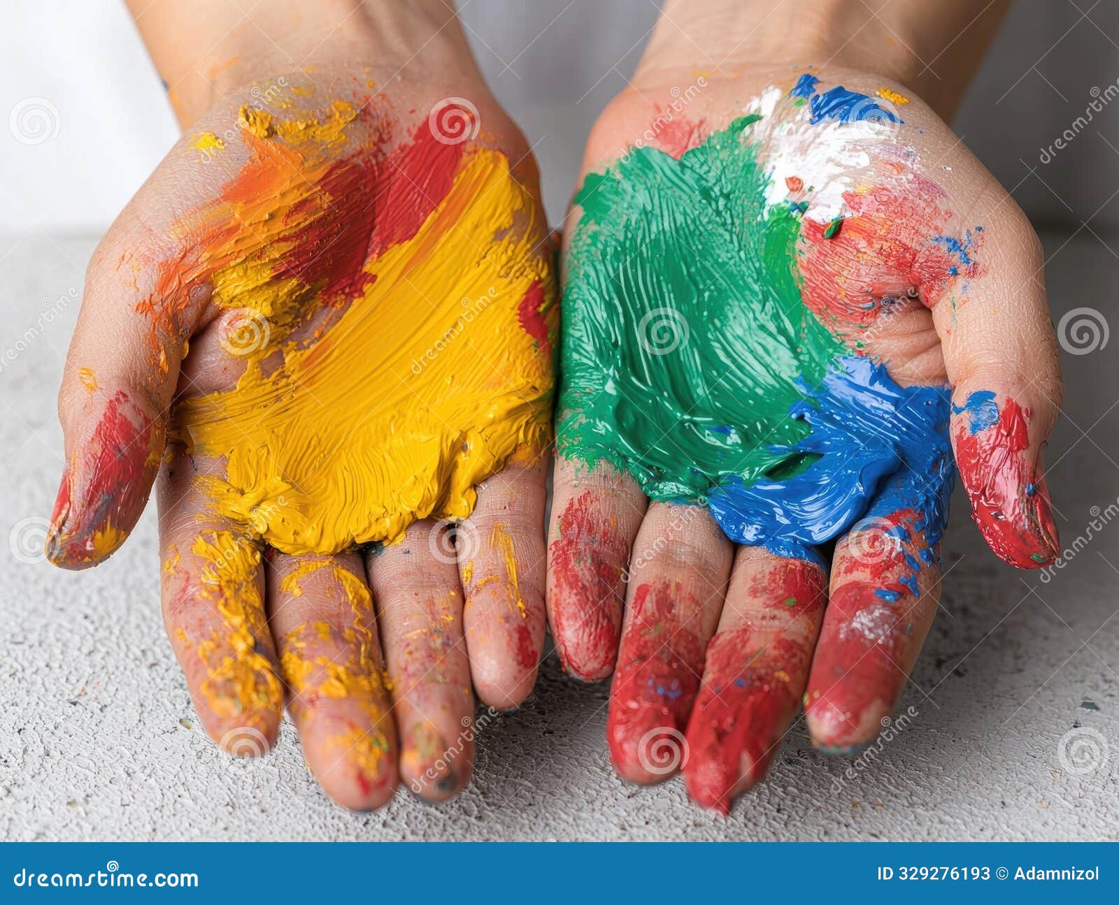 Colorful Hands Covered in Paint Stock Illustration - Illustration of ...