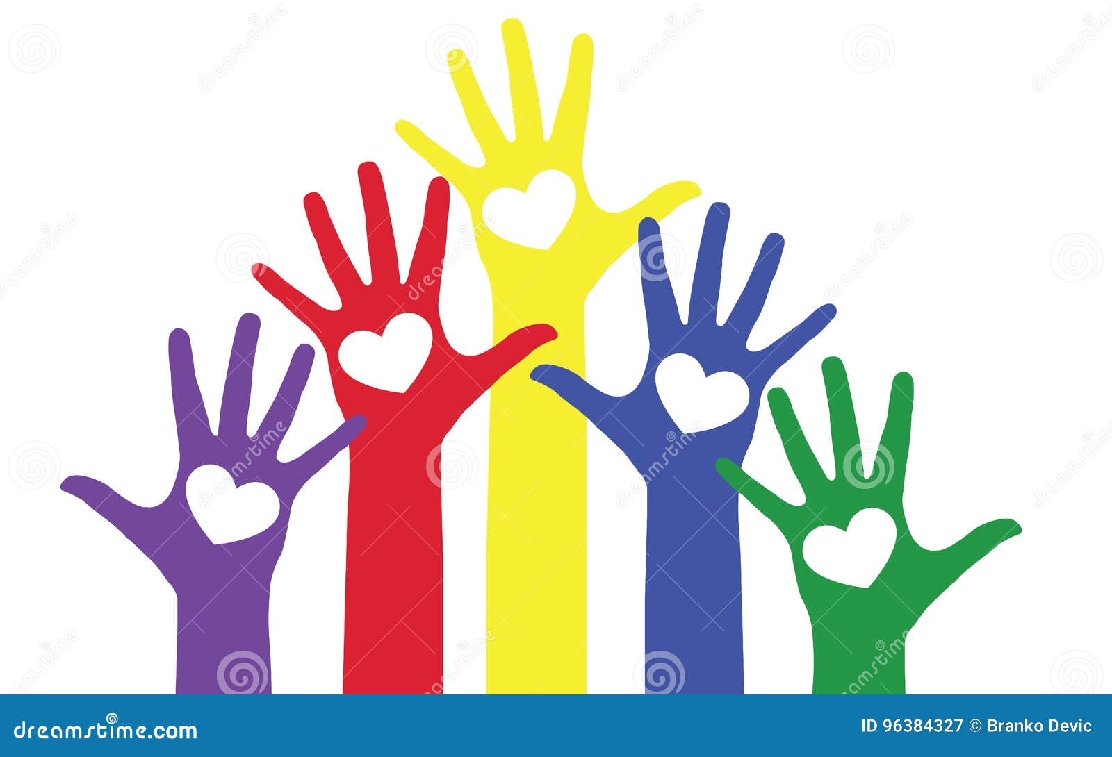 Colorful Hands with Hearts Vector Illustration Stock Vector ...