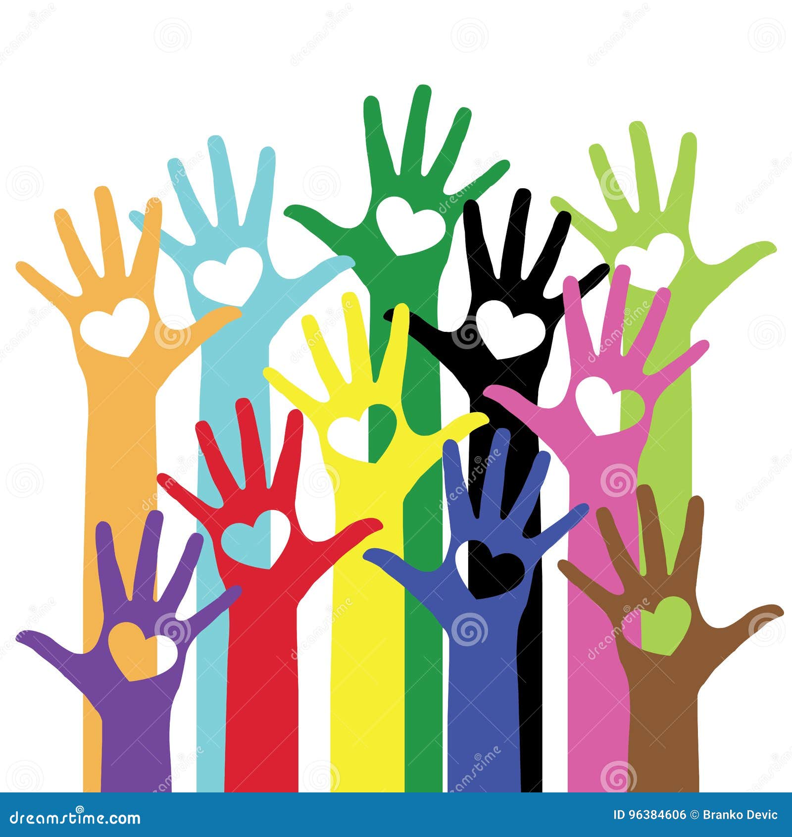 Colorful Hands with Hearts Vector Illustration Stock Vector ...