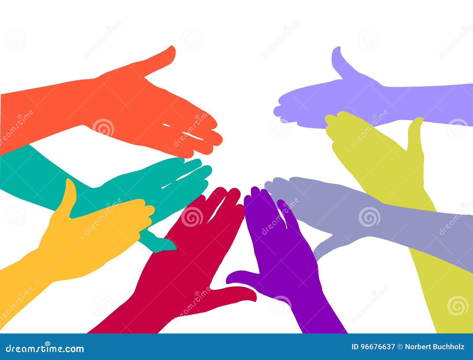 Colorful hands stock vector. Illustration of hand, colors - 96676637