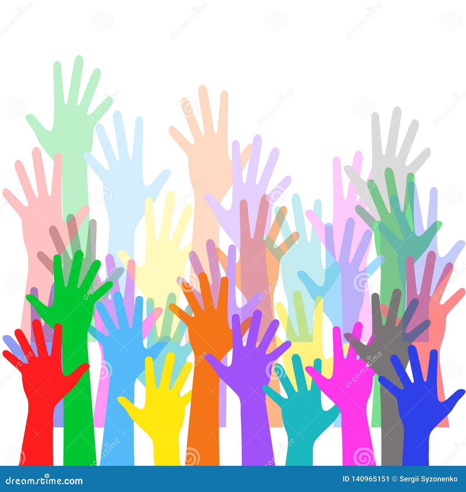 Colorful Hands Out Of The People Crowd - Background Royalty-Free Stock ...