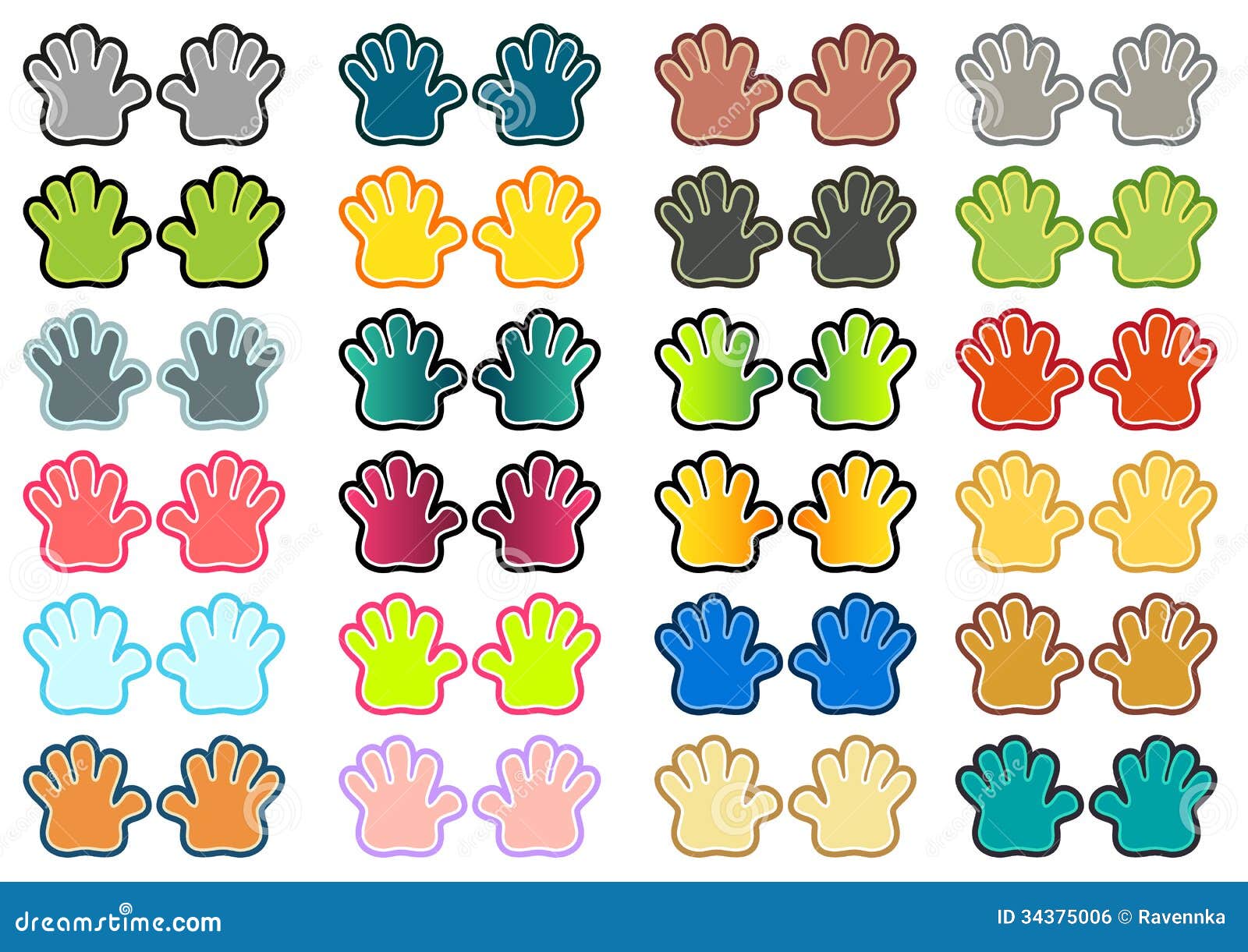 Colorful hands set stock vector. Illustration of hand - 34375006