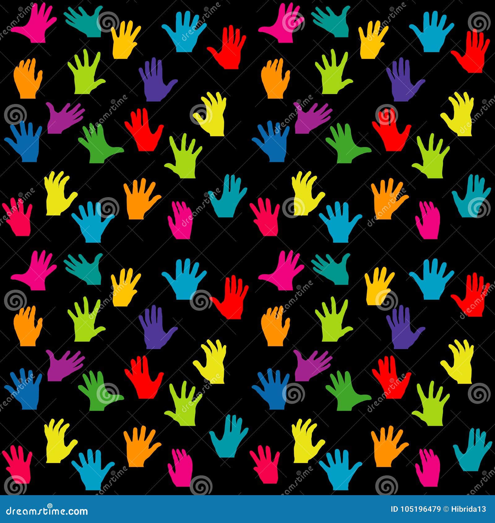 Colorful Hands on Black Background Stock Vector - Illustration of ...