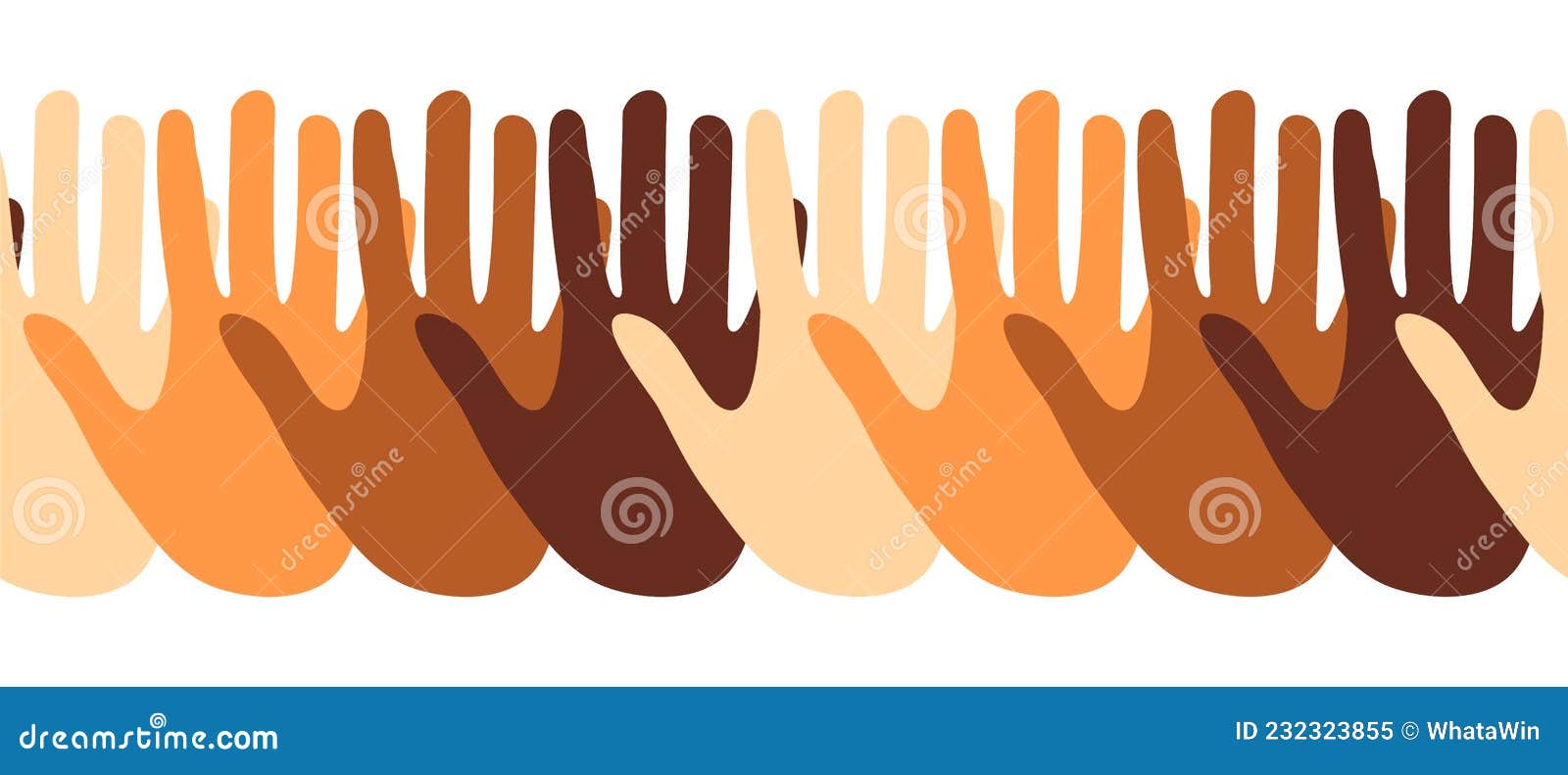 Colorful Hands Silhouettes Seamless Border. Diversity Concept Stock ...