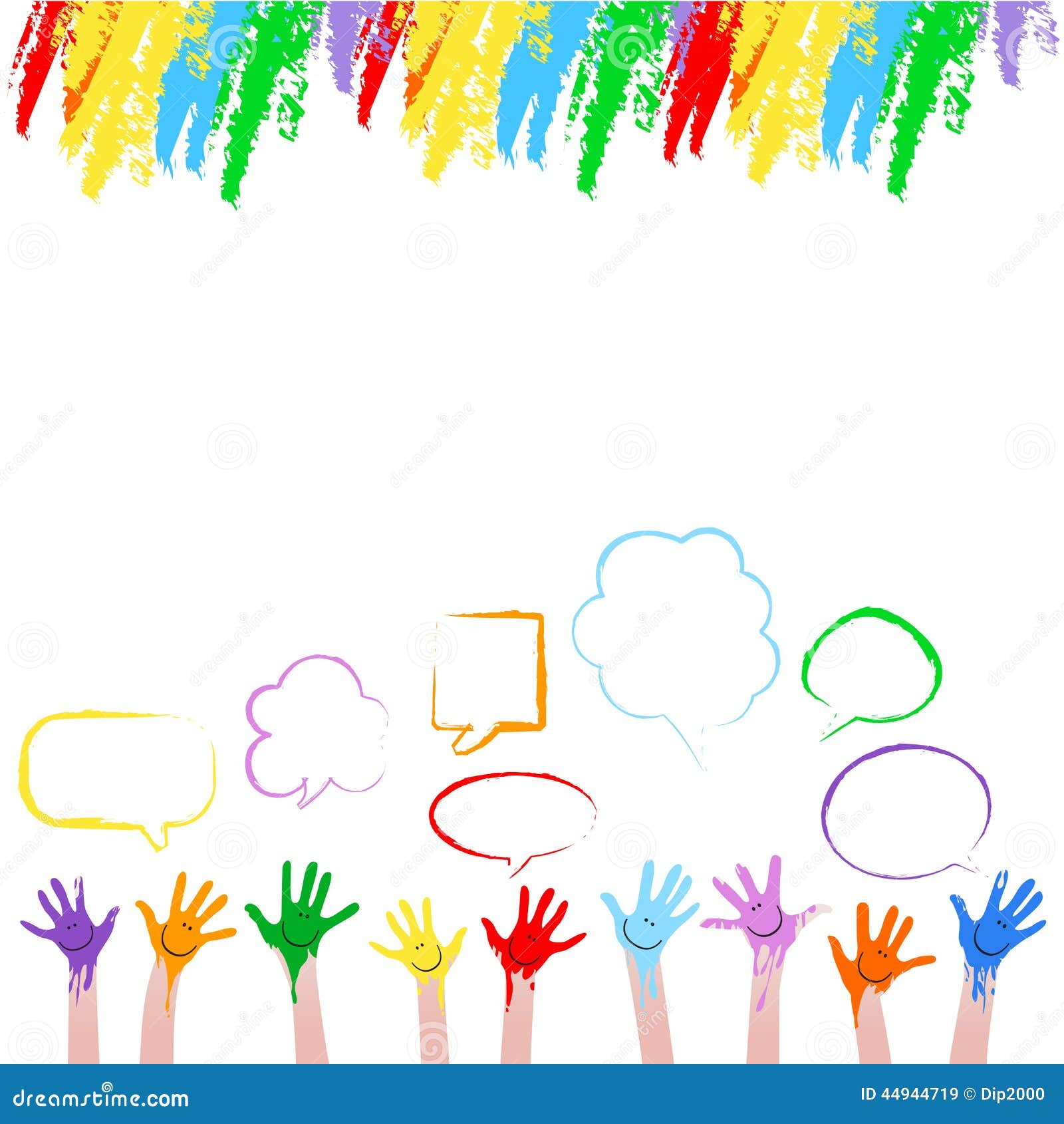 Colorful hands stock vector. Illustration of kindergarten - 44944719