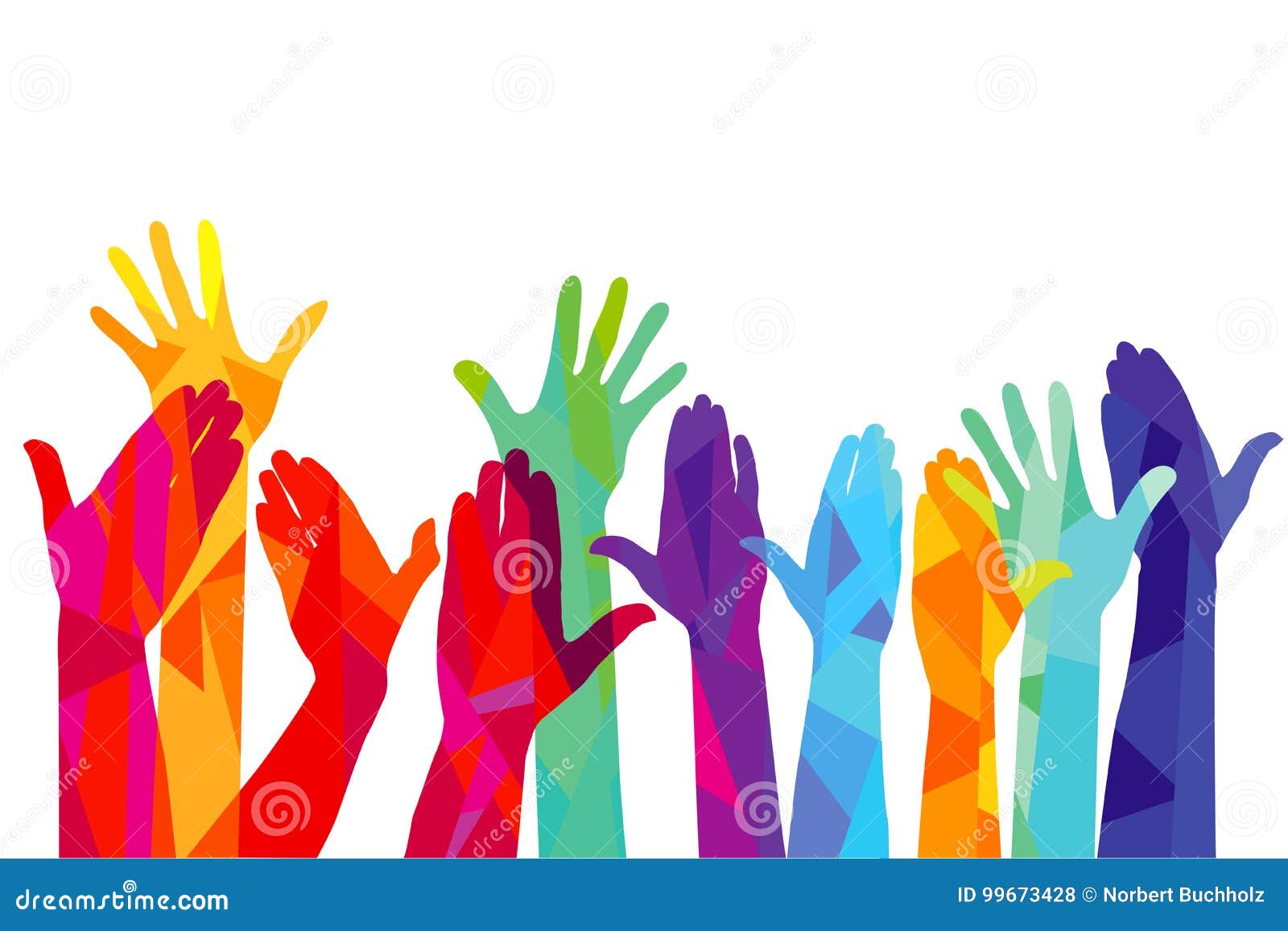 The Colorful Of Hands Clapping. Hands Up Vector Illustration ...