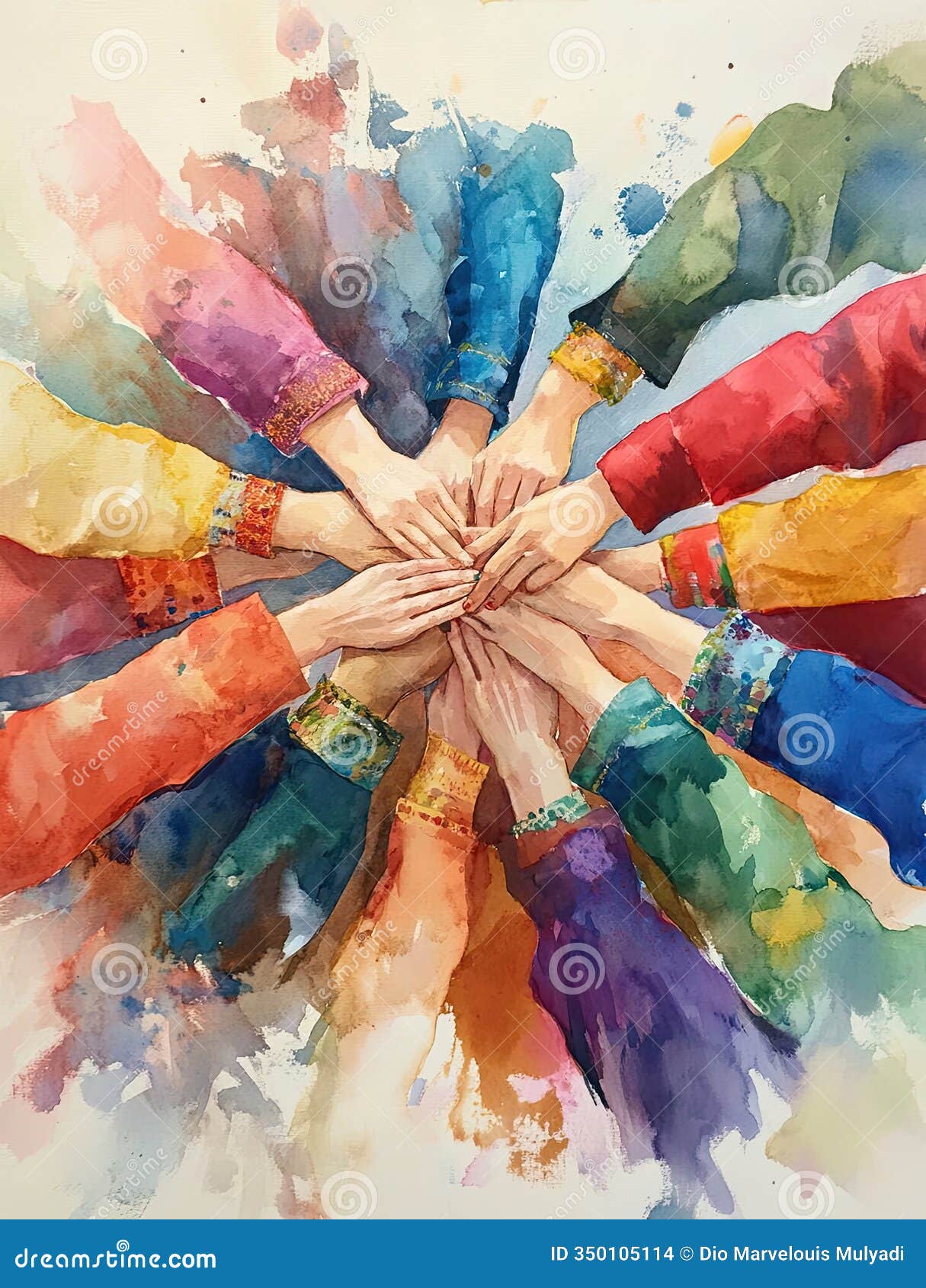 Colorful Hands Together, Unity Concept Stock Illustration ...