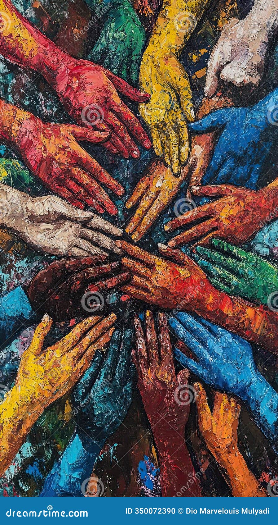 Colorful Hands Together. Unity, Diversity, and Collaboration Concept ...