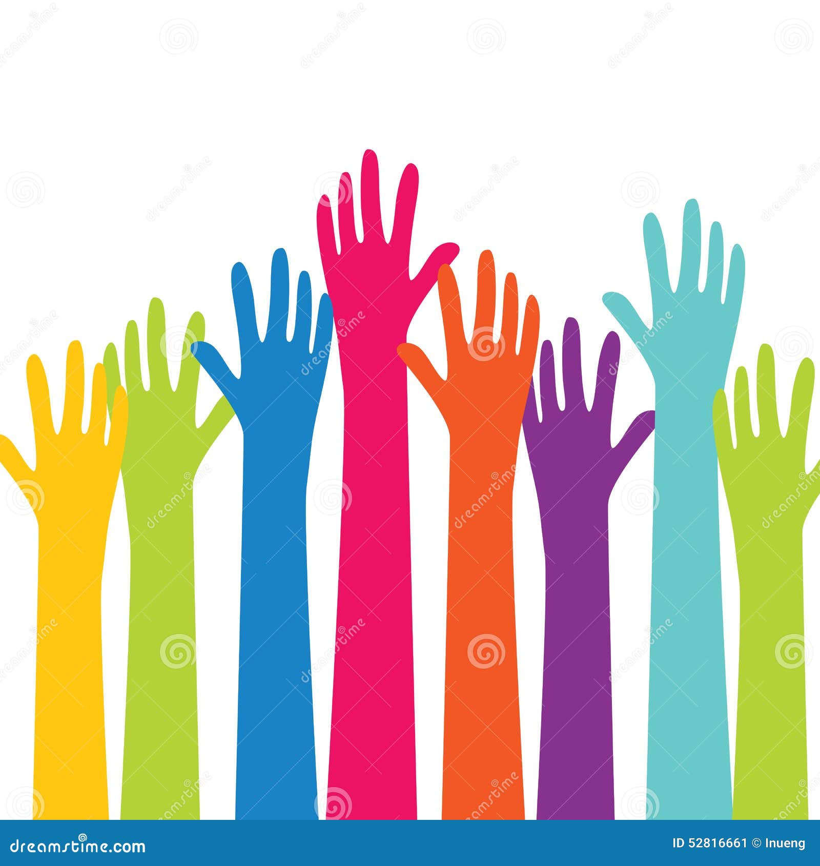 Colorful hands up vector stock vector. Illustration of helpful - 52816661