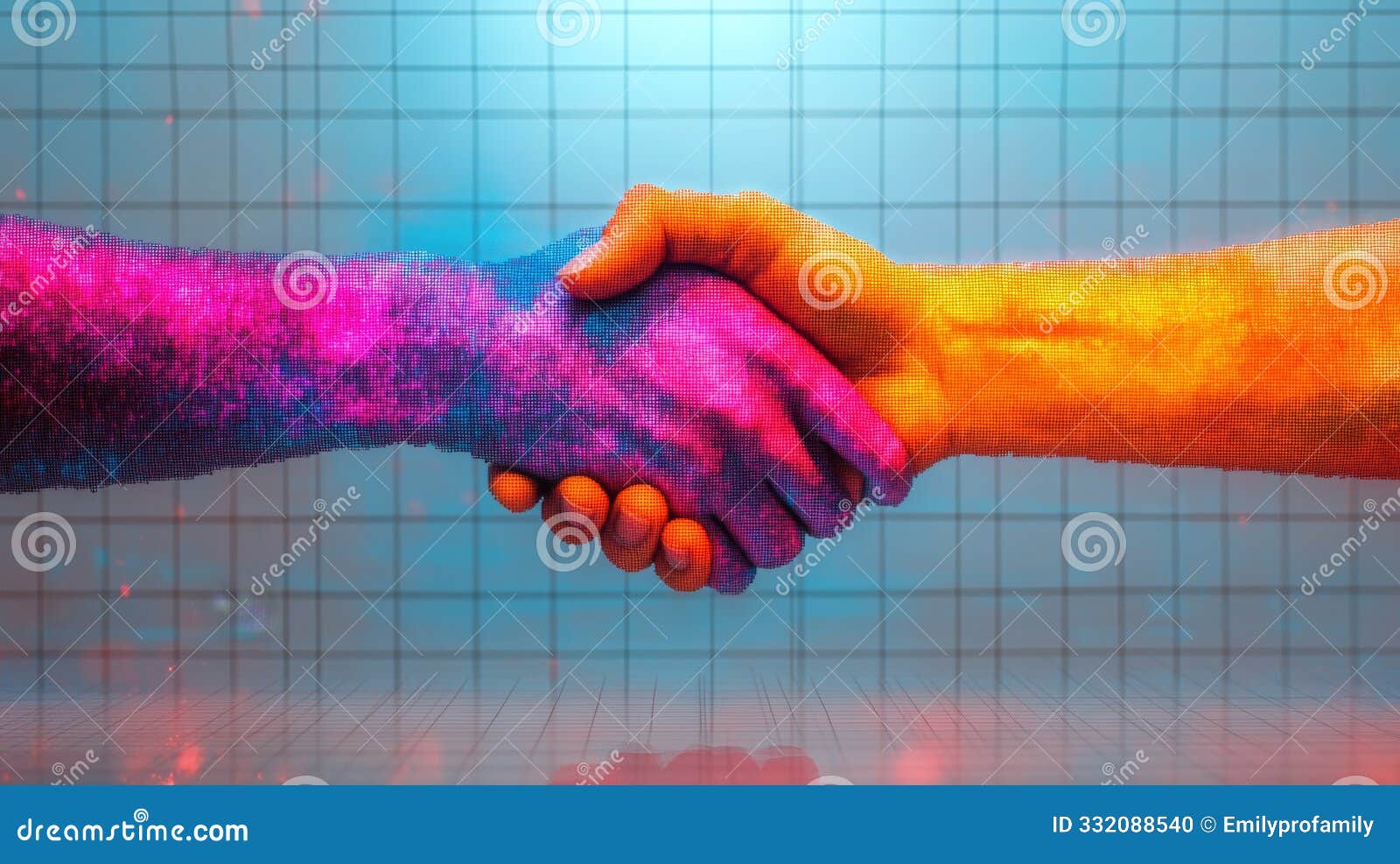 Colorful Handshake Representing Unity And Collaboration In A Digital ...
