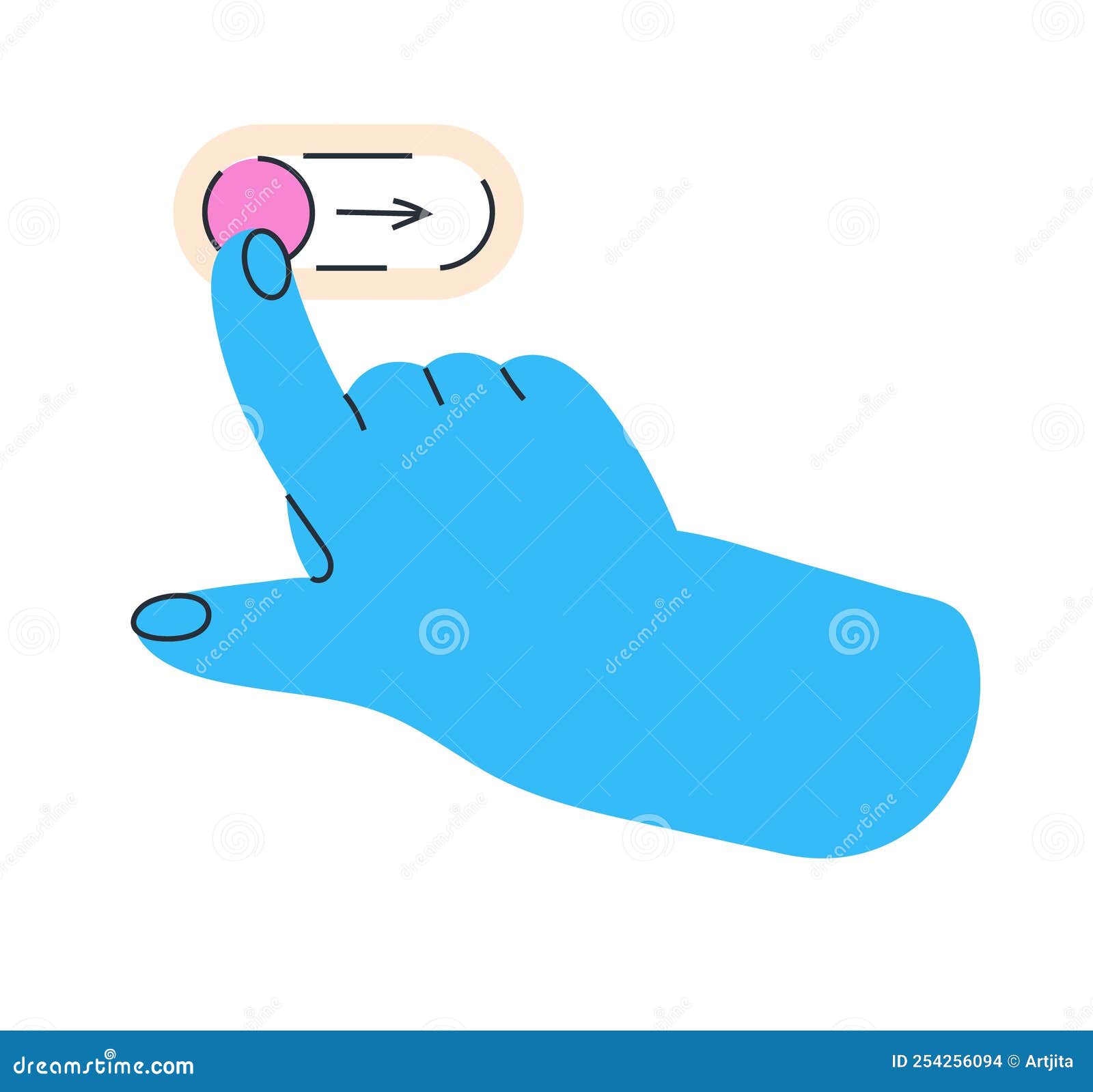 Colorful Handspress on Button. Different Gestures Sign Vector. Human ...