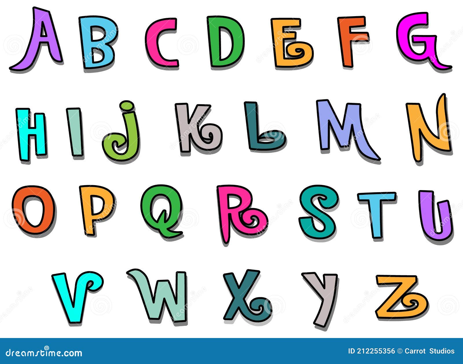 Colorful Handwritten Alphabet Letters Vector Stock Illustration ...
