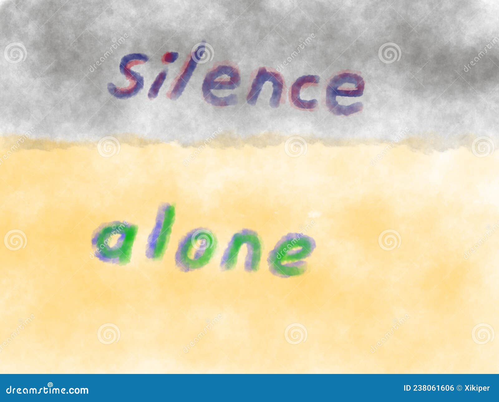 Colorful Handwritten `silence` and `alone` Words with Watercolor Stock ...