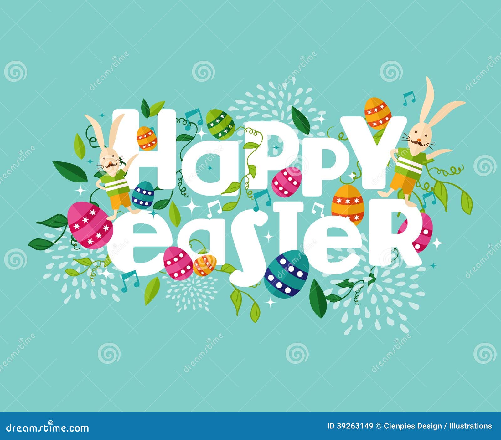 Colorful Happy Easter Composition Stock Vector - Illustration of happy ...