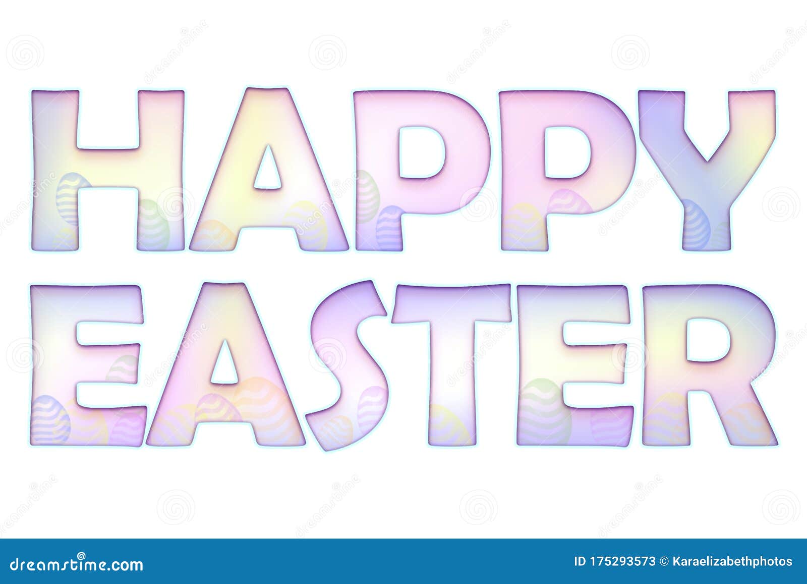 Colorful Happy Easter Title Words with Easter Eggs White Background ...