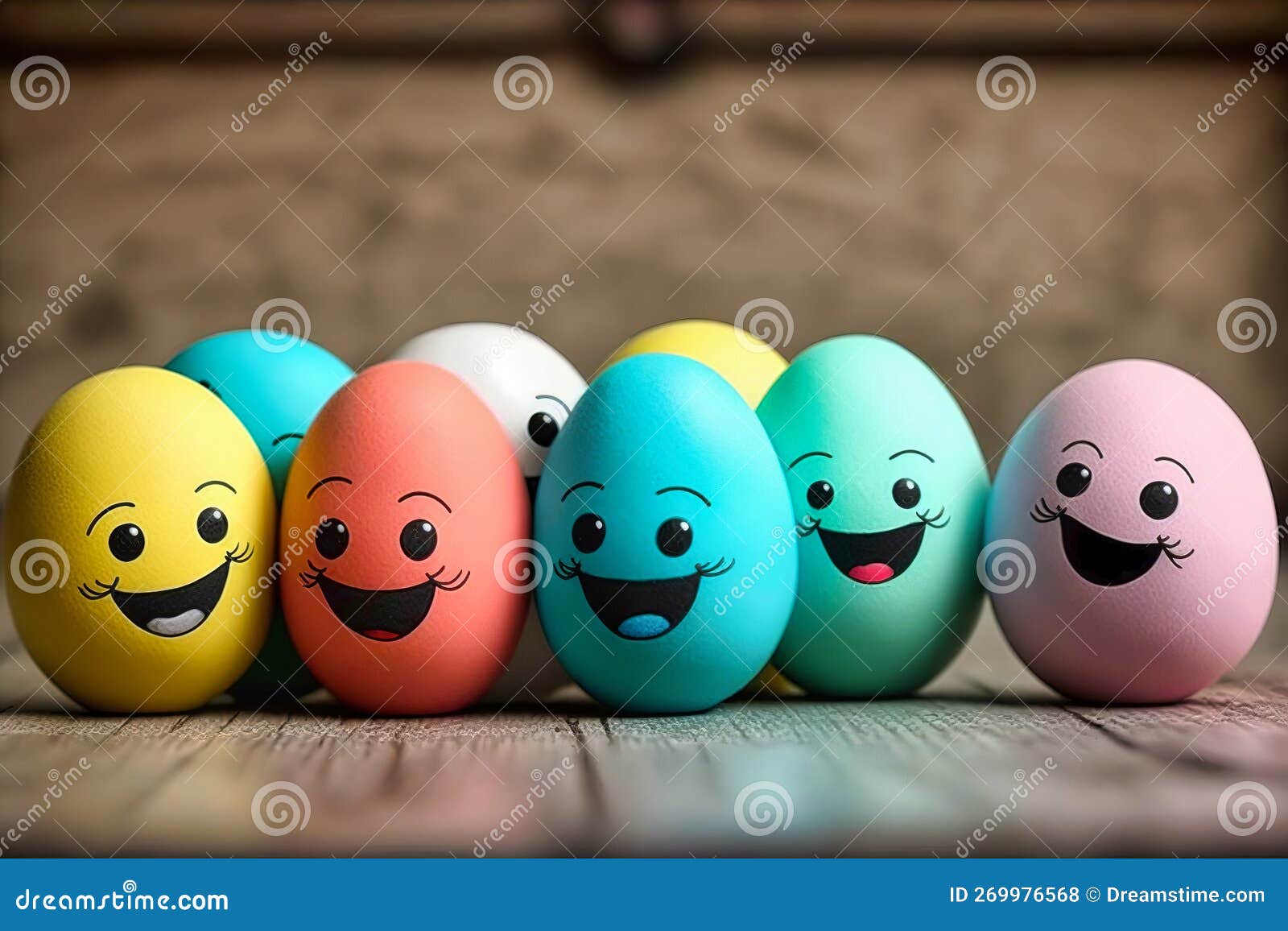 Smiling Easter Eggs Up Close Stock Illustration - Illustration of table ...