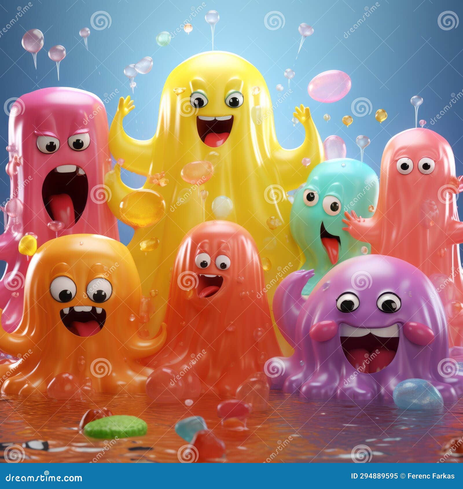 Colorful Happy Melting Jelly Characters. Stock Illustration ...