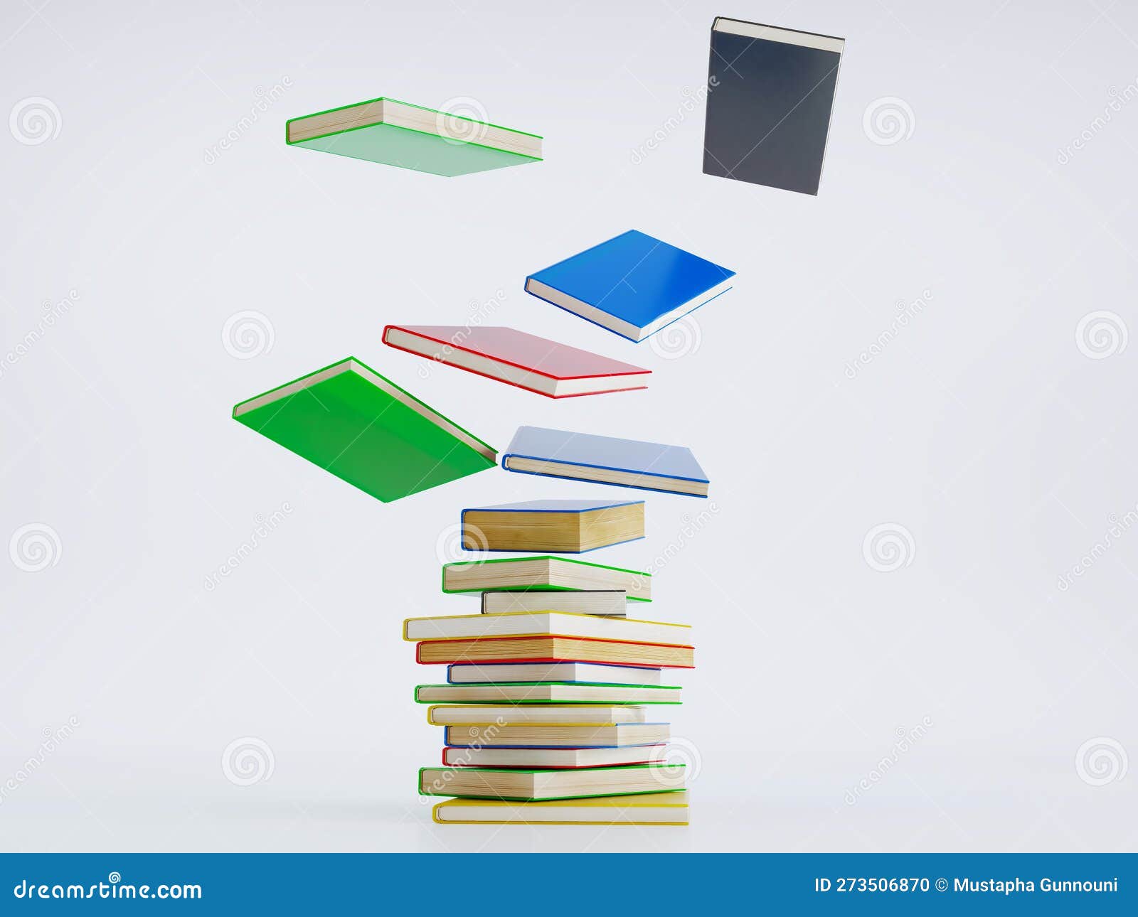 Colorful Hardcover Books Flying on White Background, Stack of Books in ...
