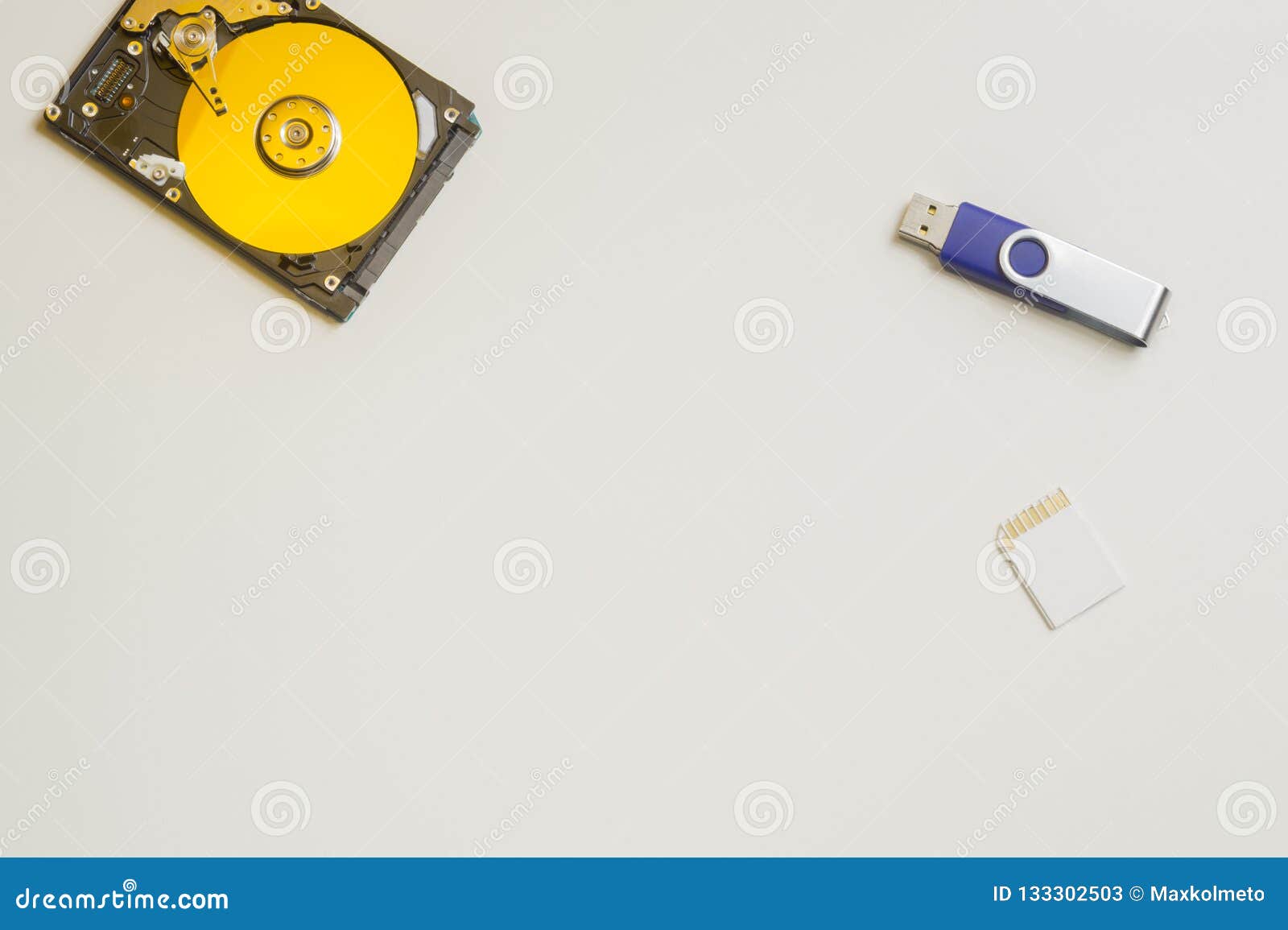 Colorful Hdd Isolated on White. Hard Disk Drive with Memory Card and ...