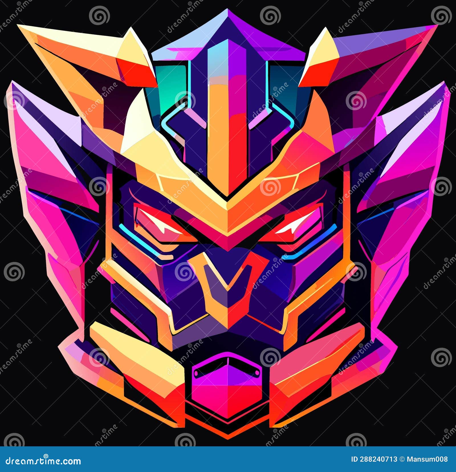 Colorful Head of a Robot Cartoon Stock Illustration - Illustration of ...