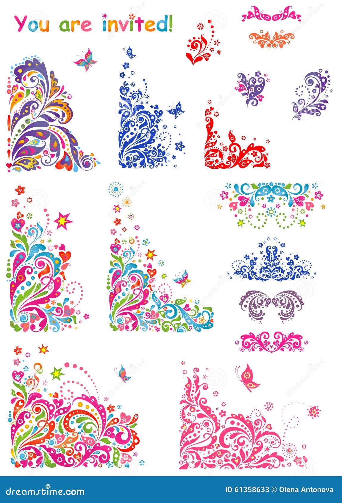 Colorful Header and Design Elements for Party Invitation Stock Vector ...