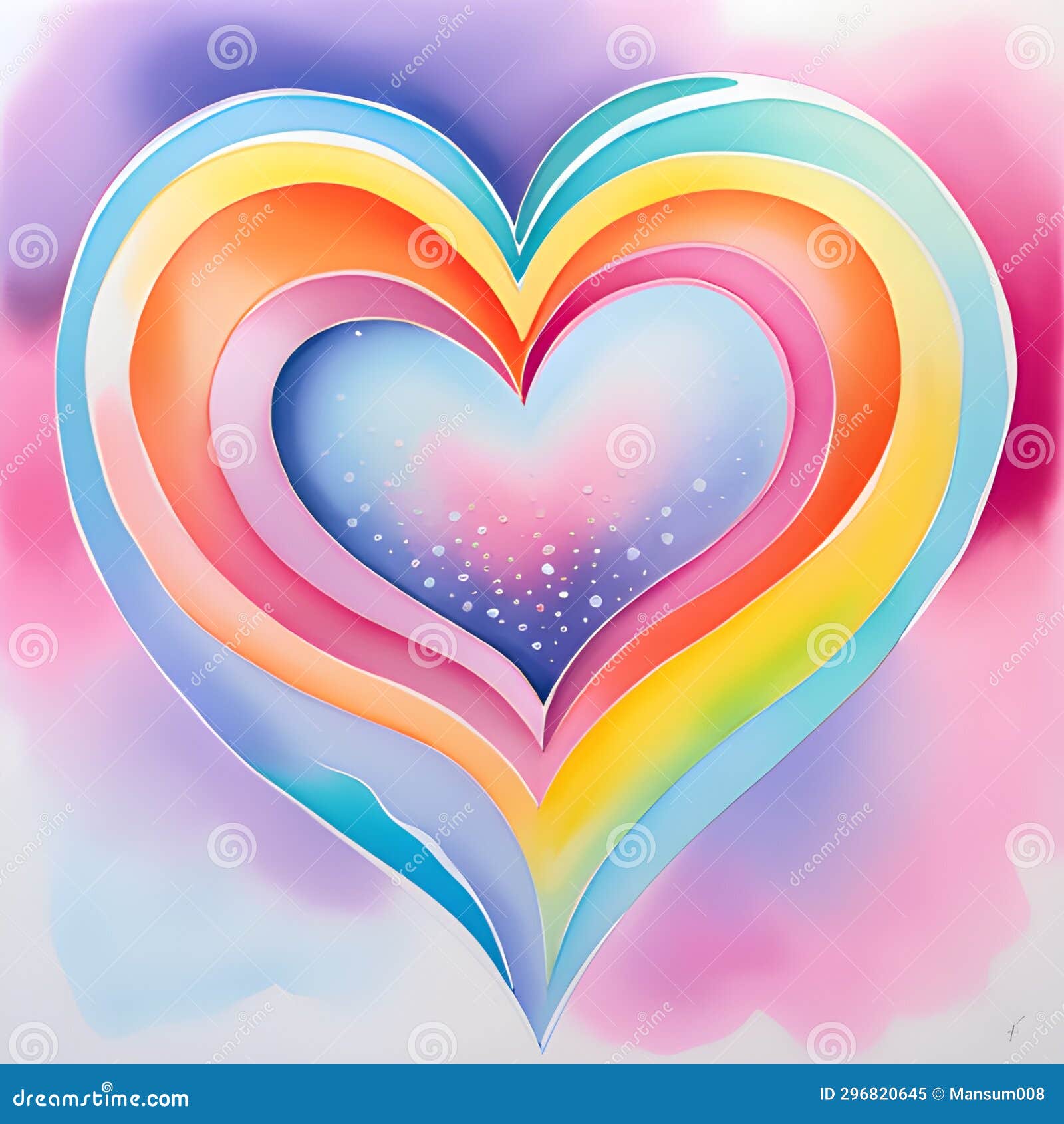 Colorful Heart Background with Rainbow and Hearts Stock Illustration ...