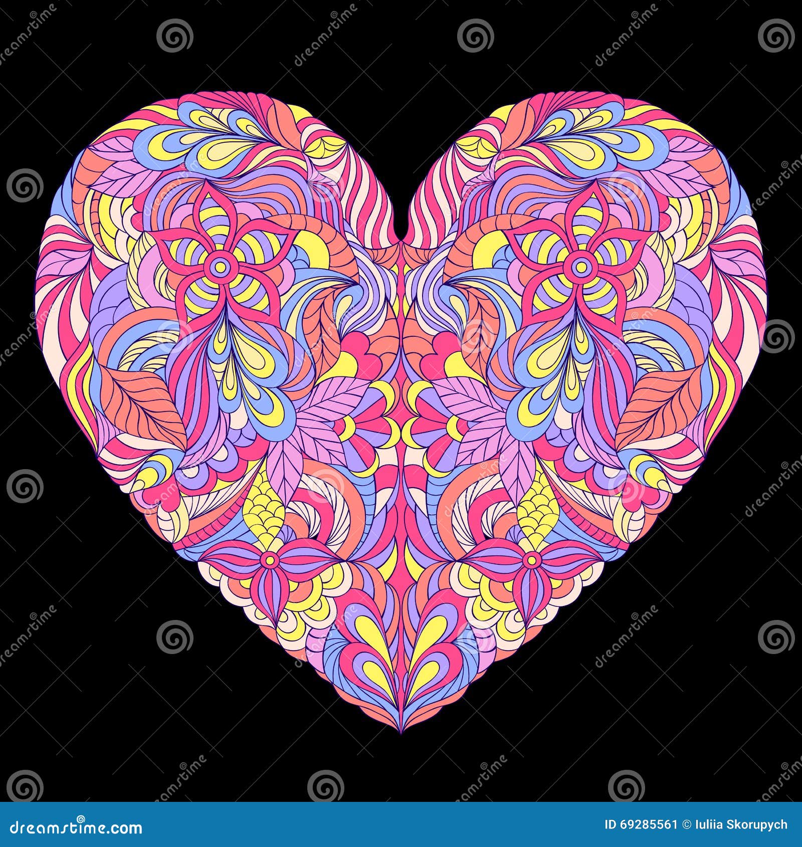 Colorful Heart on Black Background Stock Vector - Illustration of ...