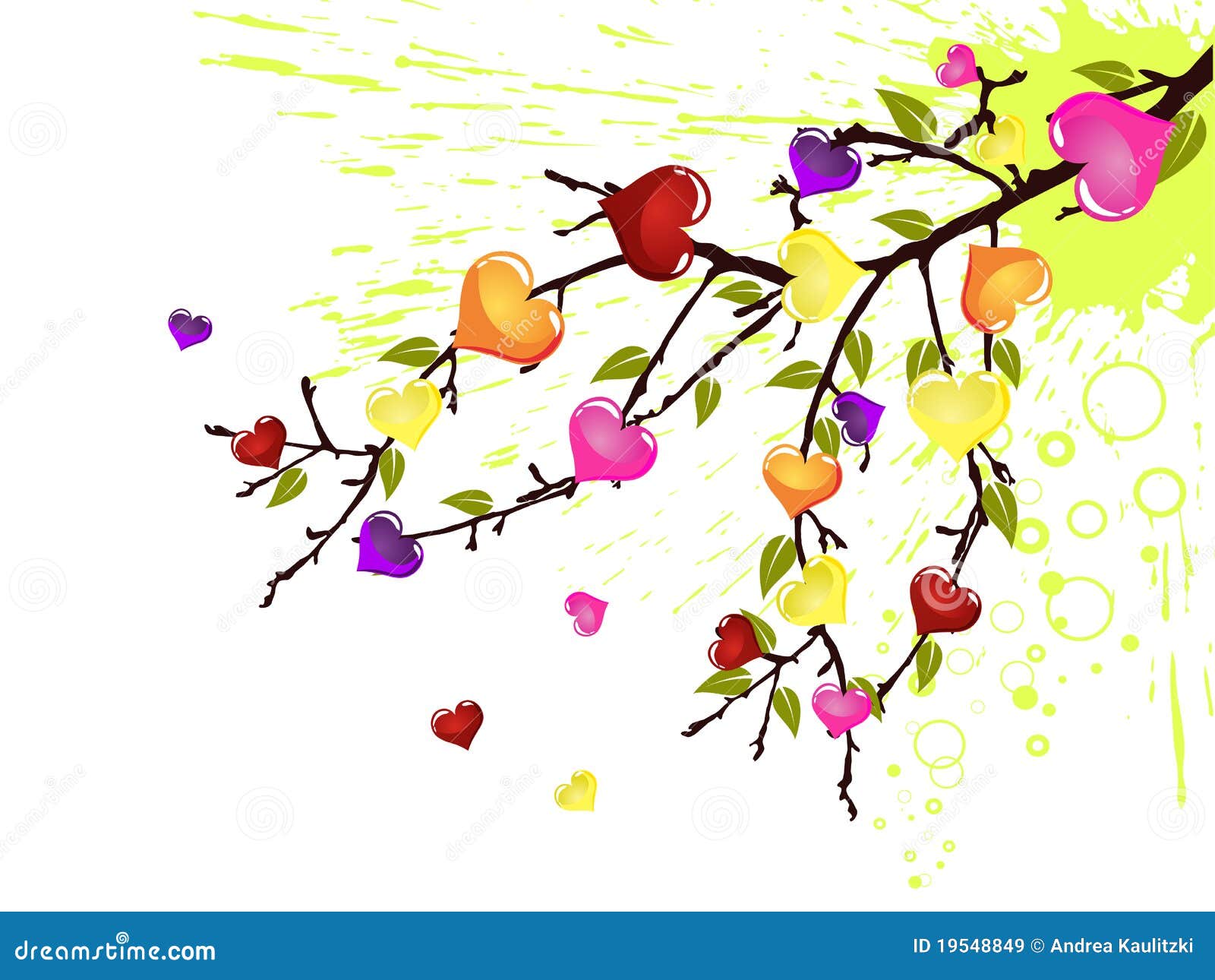 Colorful heart branch stock illustration. Illustration of elegant ...