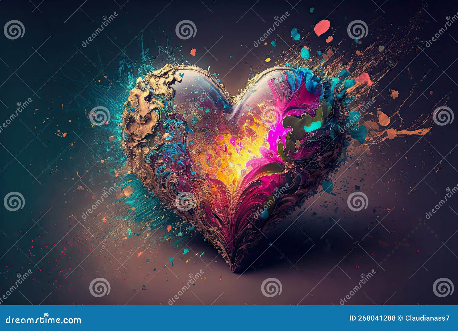 Colorful Heart on Brown Background, Ai Generative Stock Illustration ...