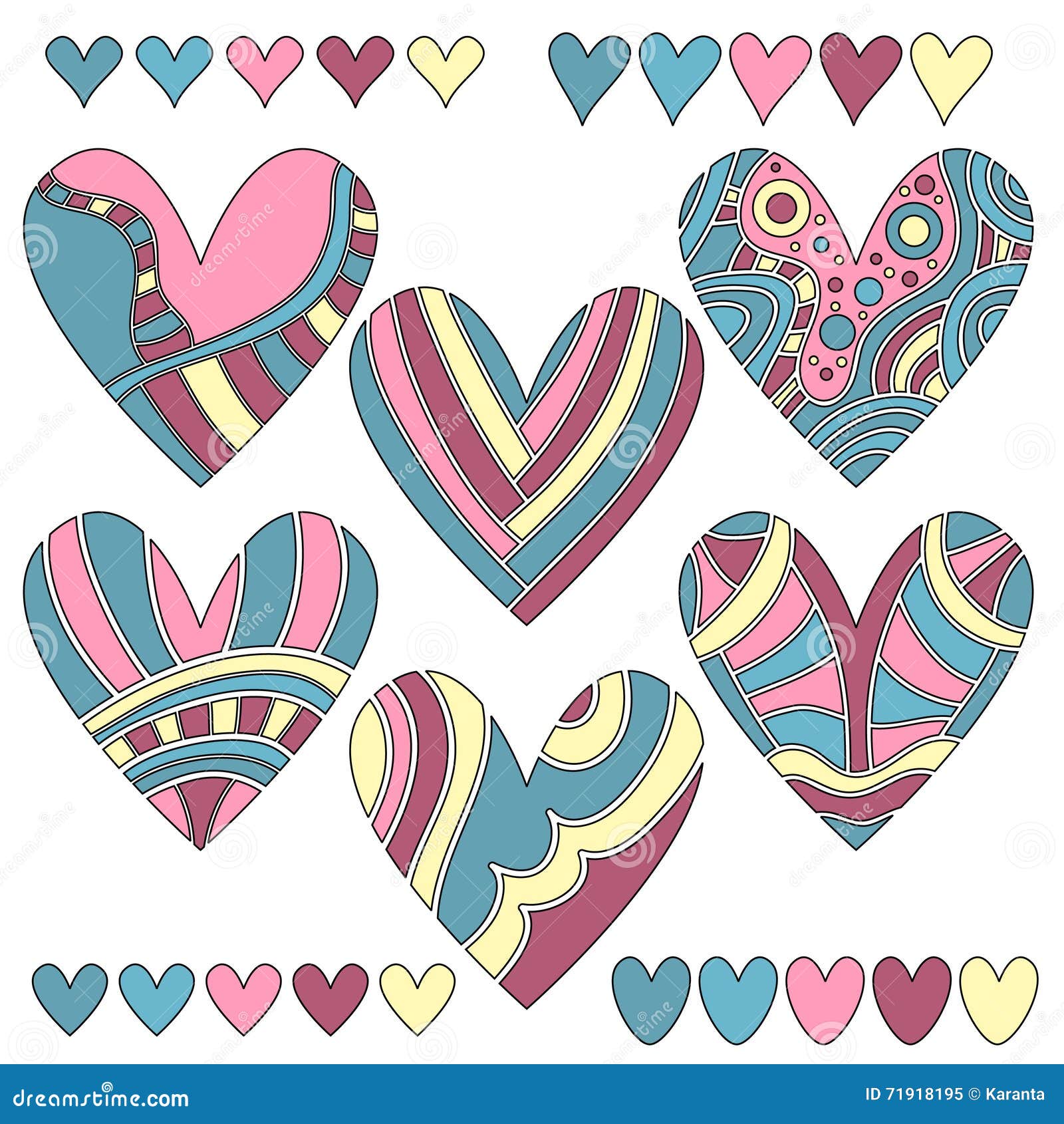 Colorful heart collection stock vector. Illustration of heart - 71918195