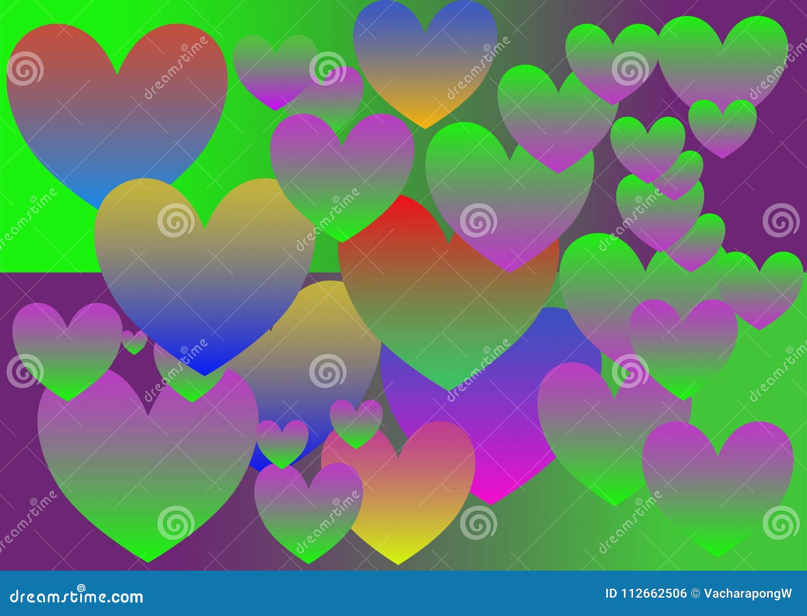 Colorful Heart, Gradient ,pattern ,multiple Sizes ,vivid Style,vector ...