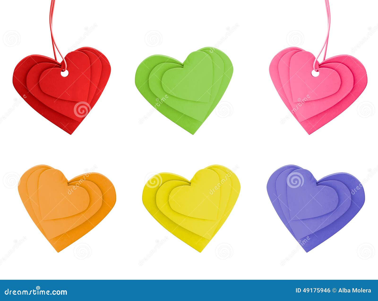 Colorful heart labels stock photo. Image of pendant, romantic - 49175946