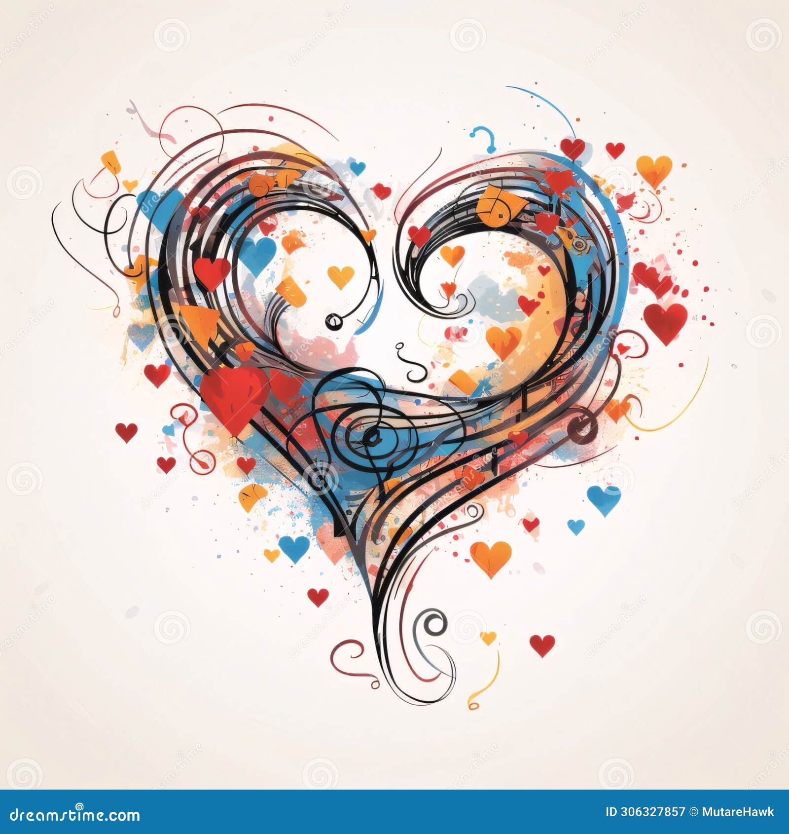 Colorful Heart with a Line of Notes White Background. Heart As a Symbol ...