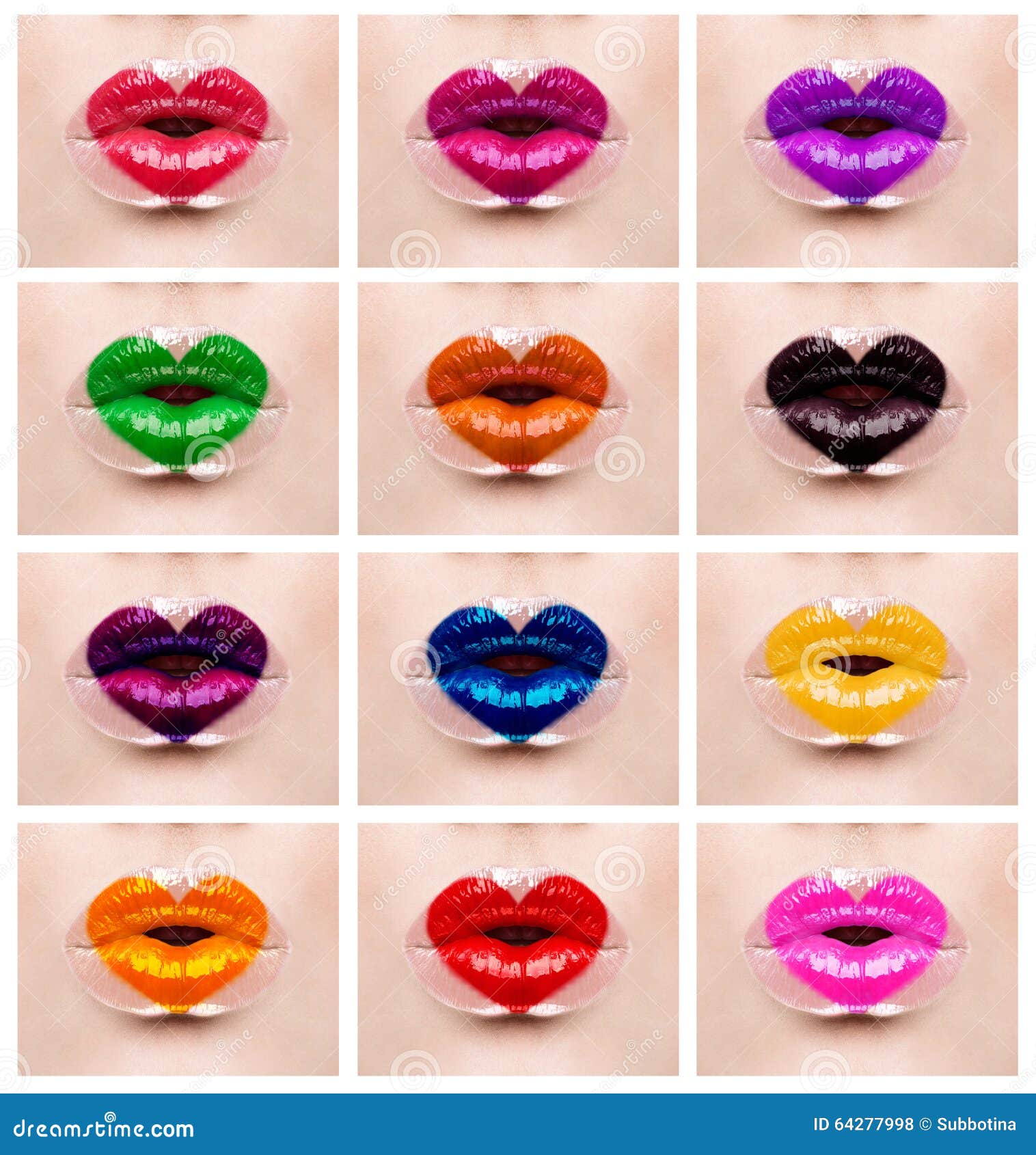 Colorful Heart Love Lips Makeup Stock Photo - Image of colour, glamor ...