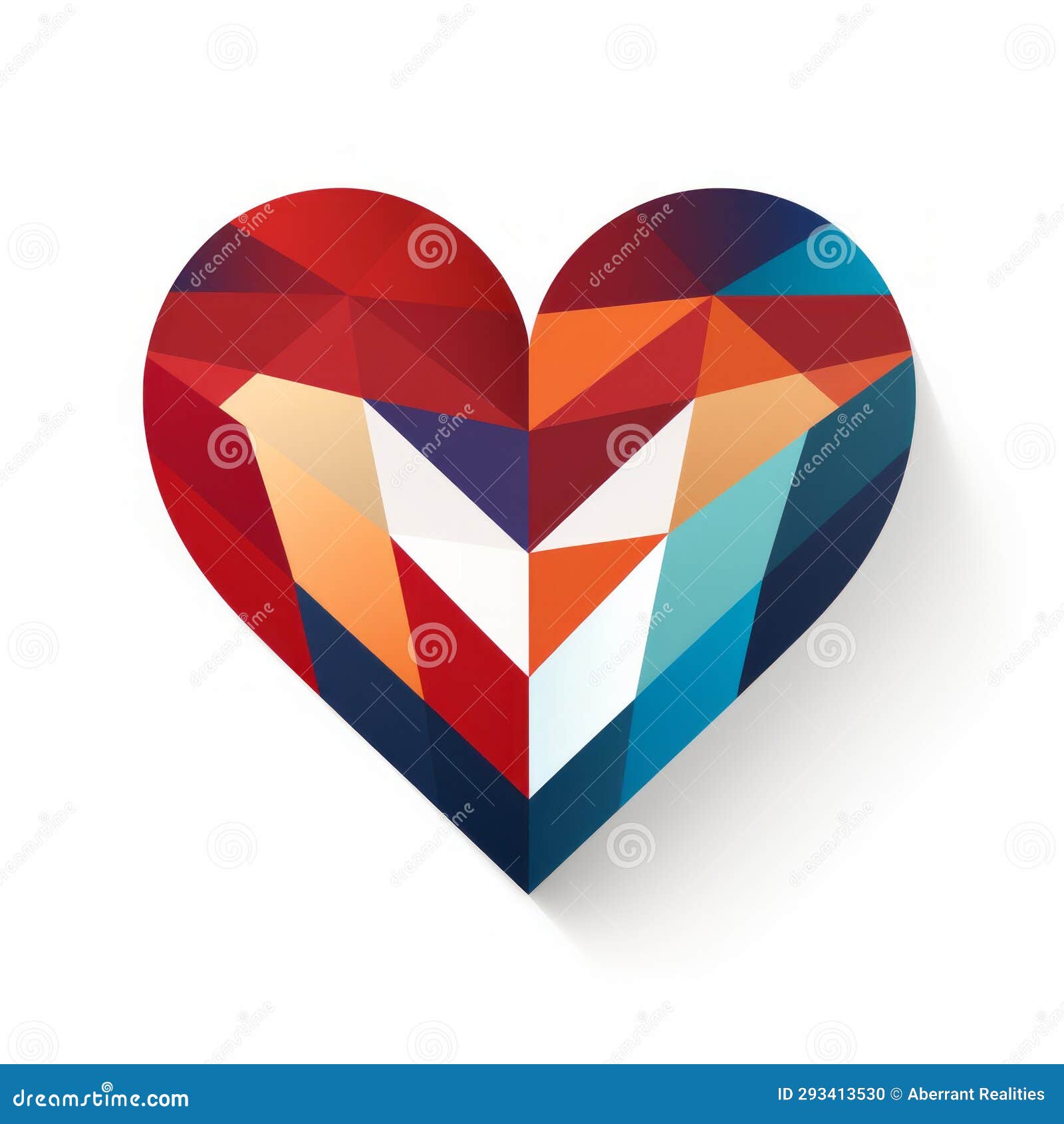 A Colorful Heart Made of Triangles on a White Background Stock ...