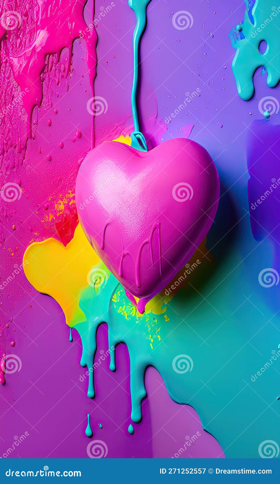 Colorful Heart with Paint Splatters Stock Illustration - Illustration ...