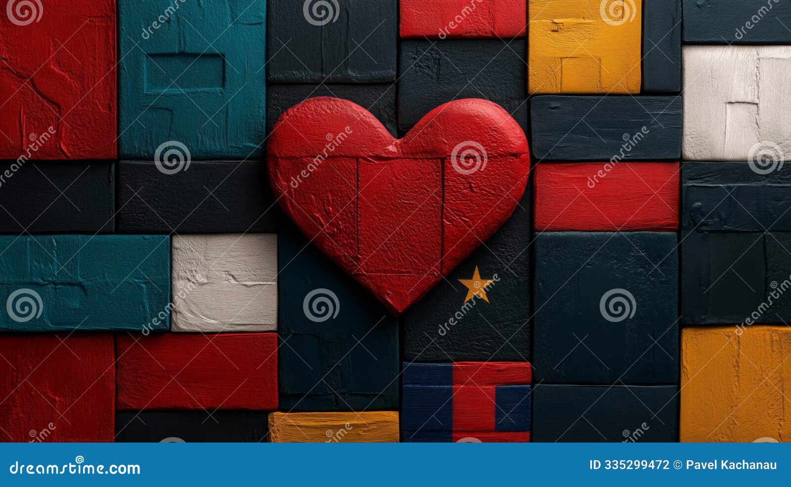 A Colorful Heart of Painted Blocks Surrounded by Flags, Celebrating ...
