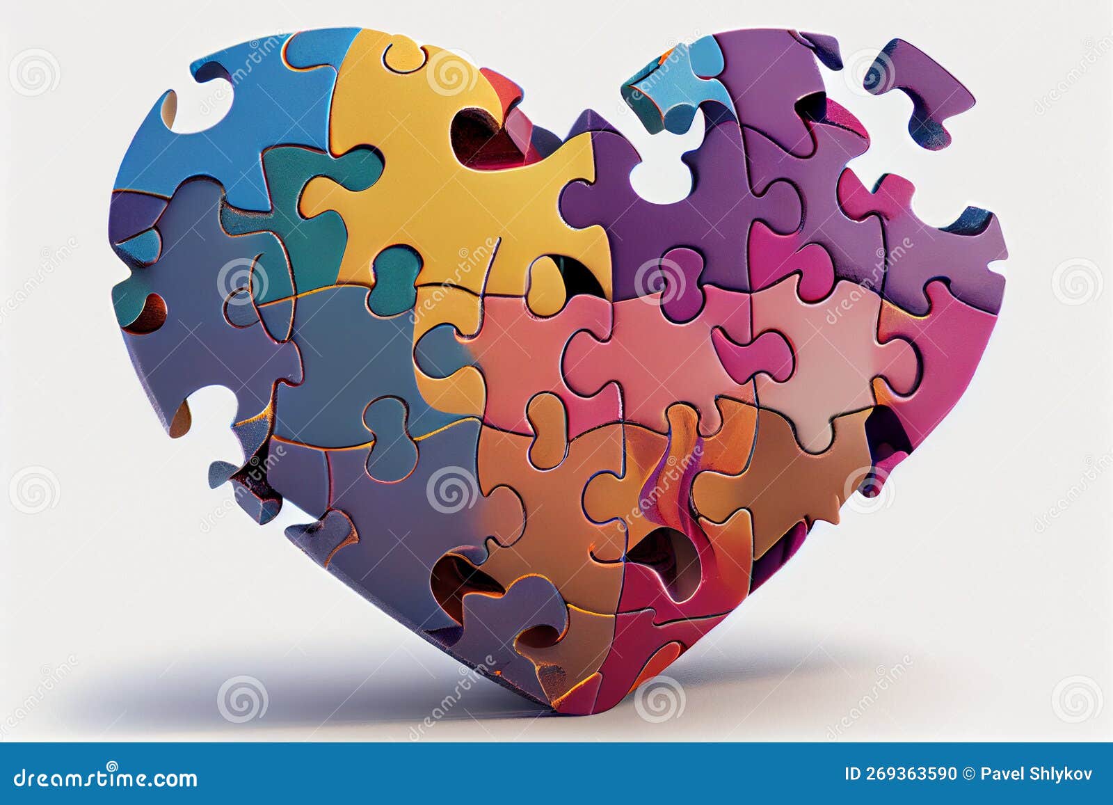Colorful Heart Puzzle and Piece Isolated on White Stock Photo - Image ...