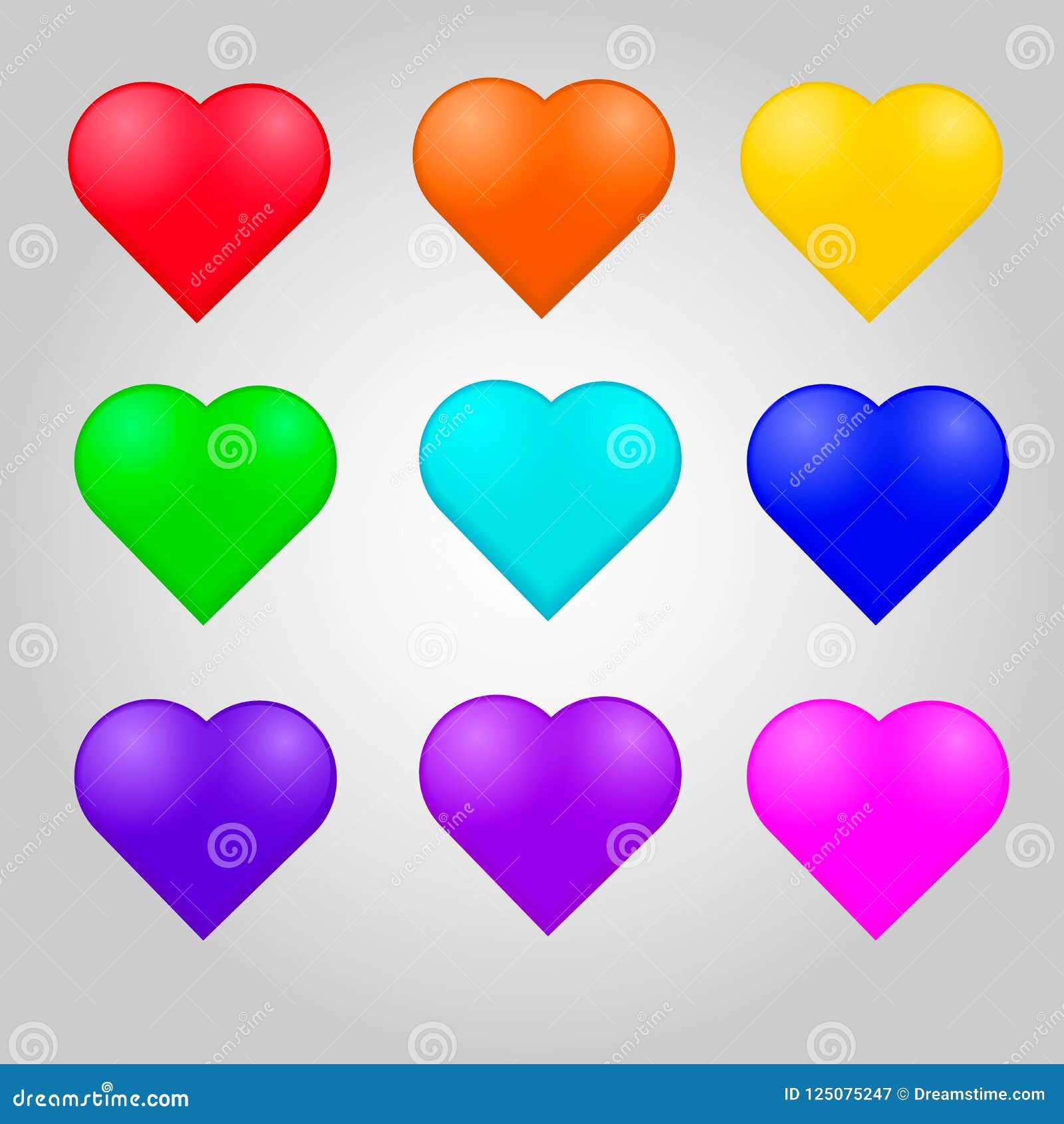 Colorful Heart Set with Isolated Heart Objects for Holidays Stock ...