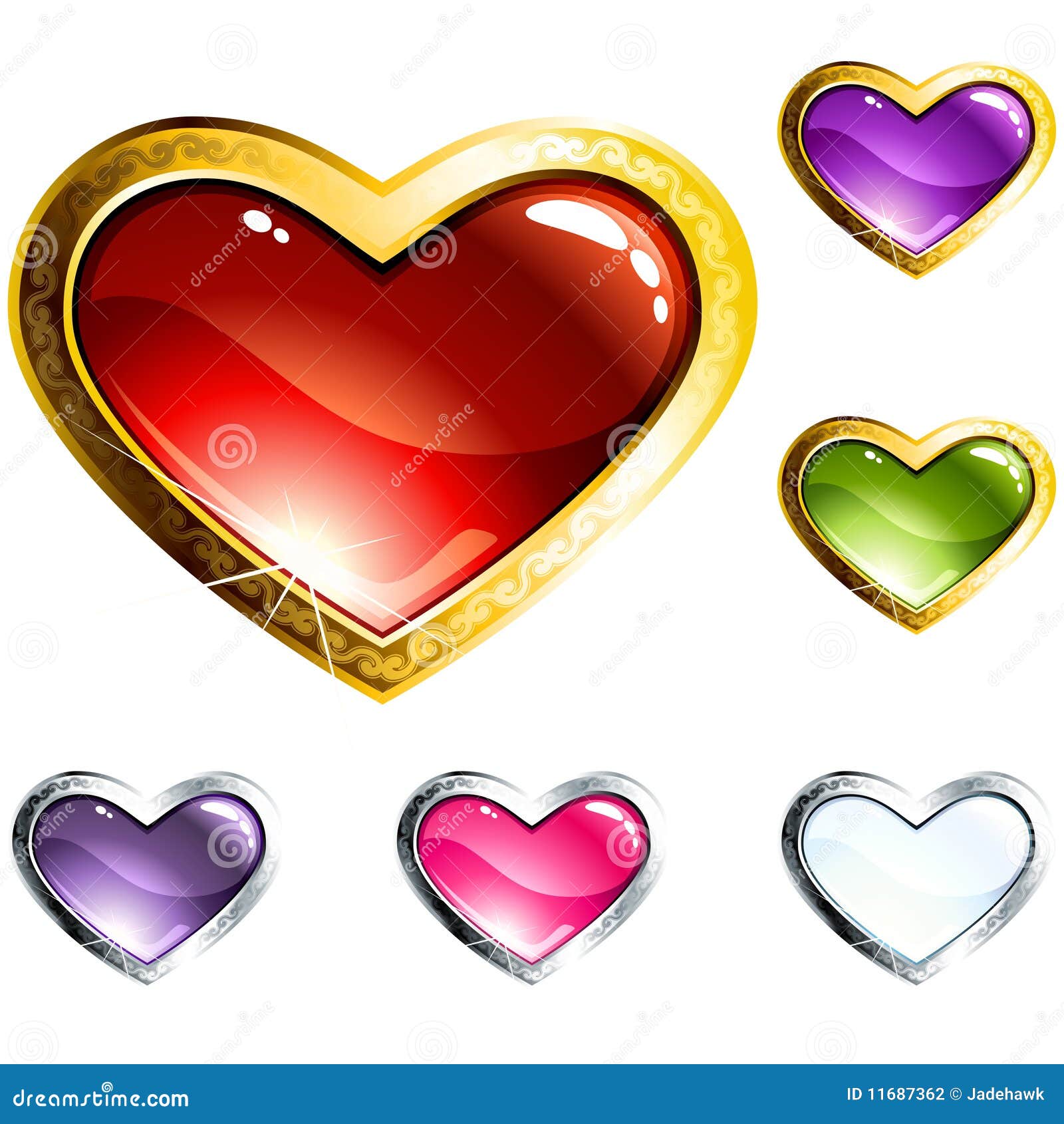 Colorful Heart Shaped Glass Buttons Stock Vector - Illustration of ...