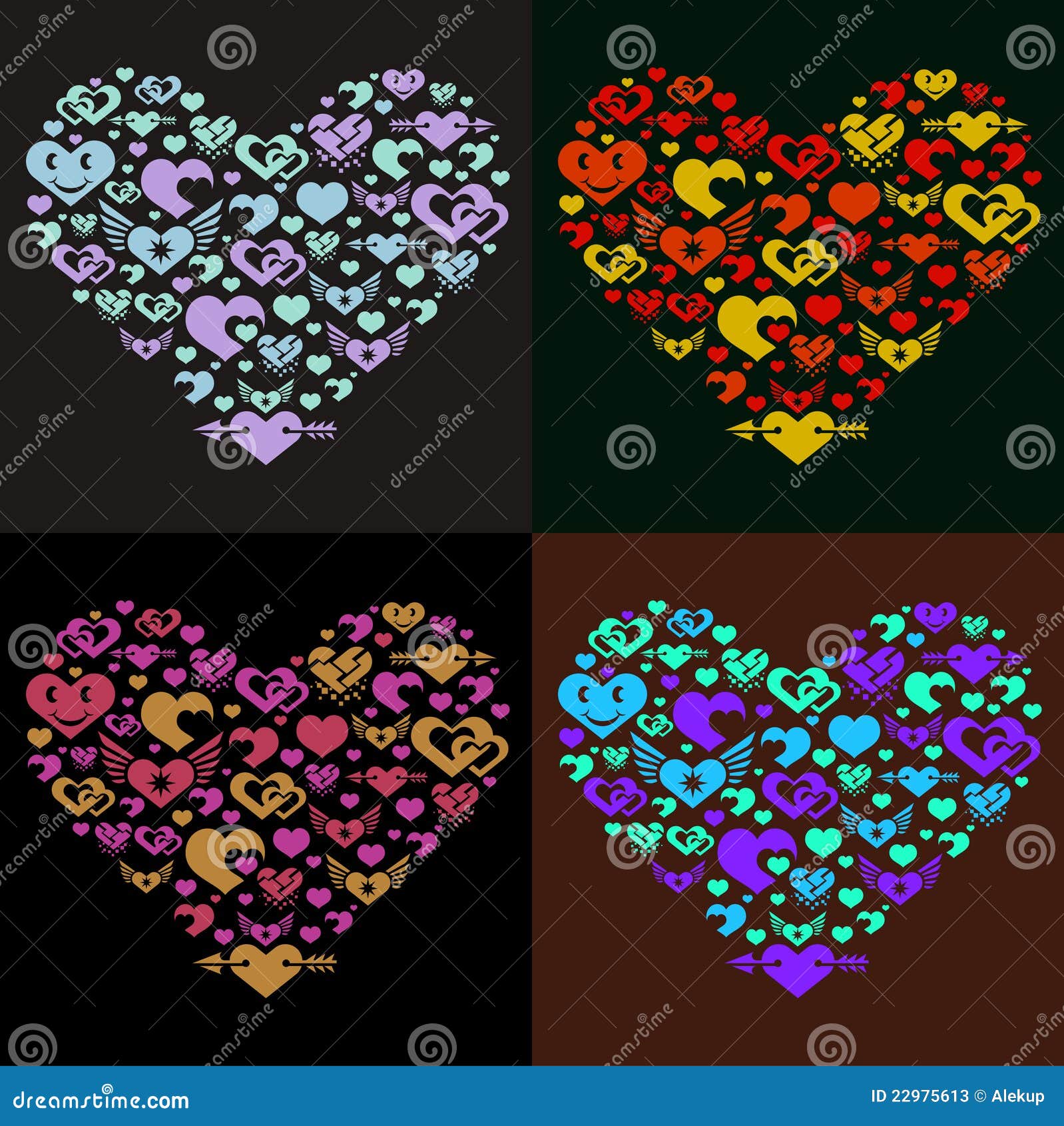 Colorful hearts stock vector. Illustration of decoration - 22975613