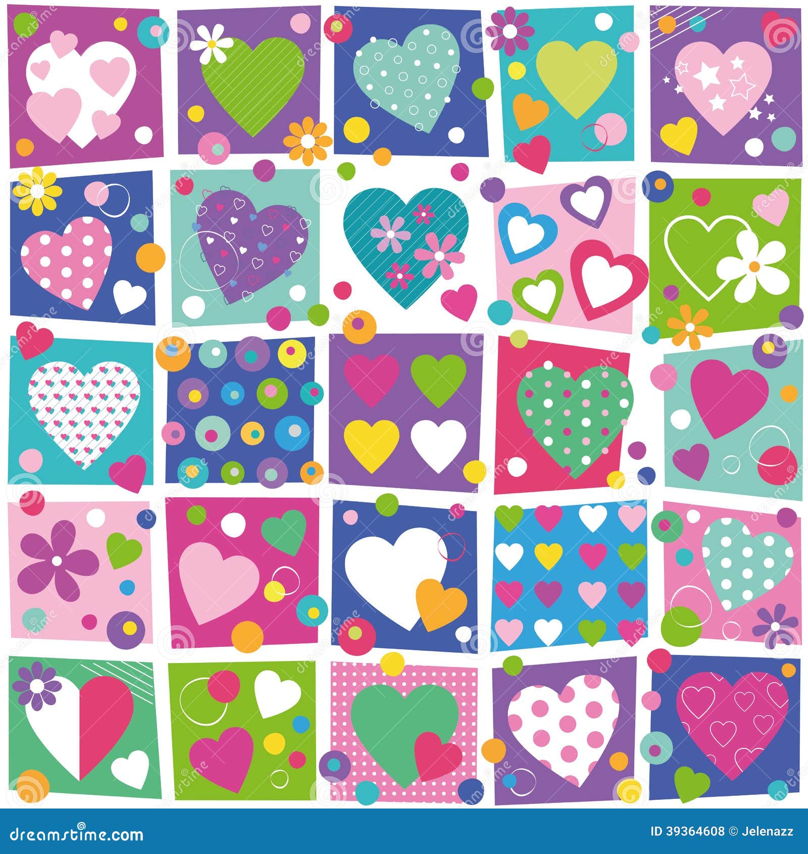 Colorful Hearts Collection Pattern Stock Vector - Illustration of ...
