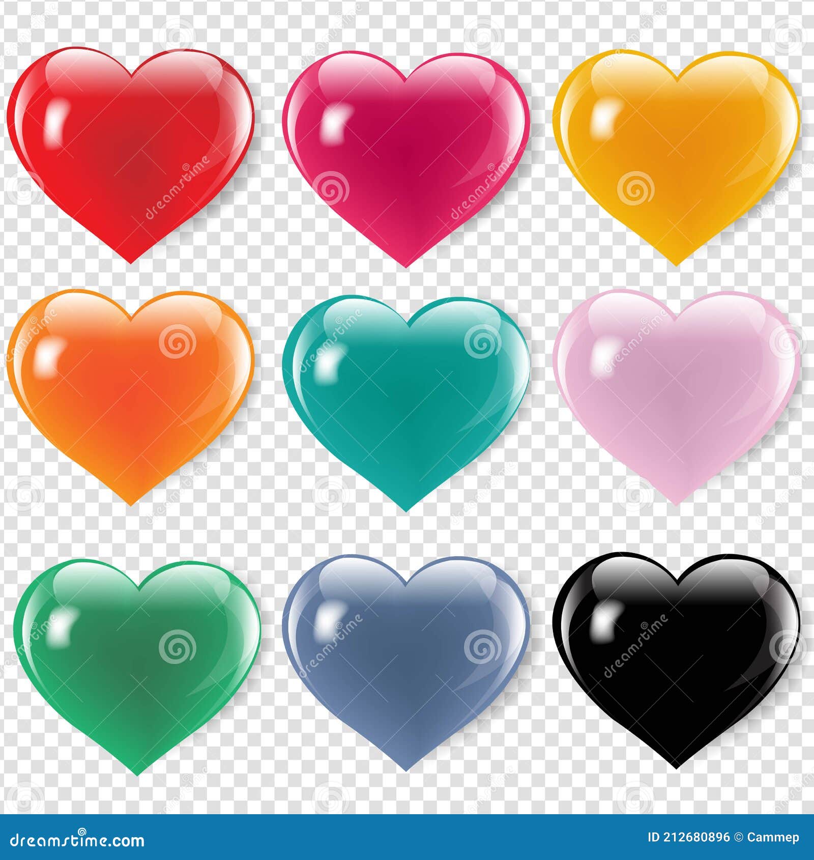 Colorful Hearts Isolated Transparent Background Stock Vector ...