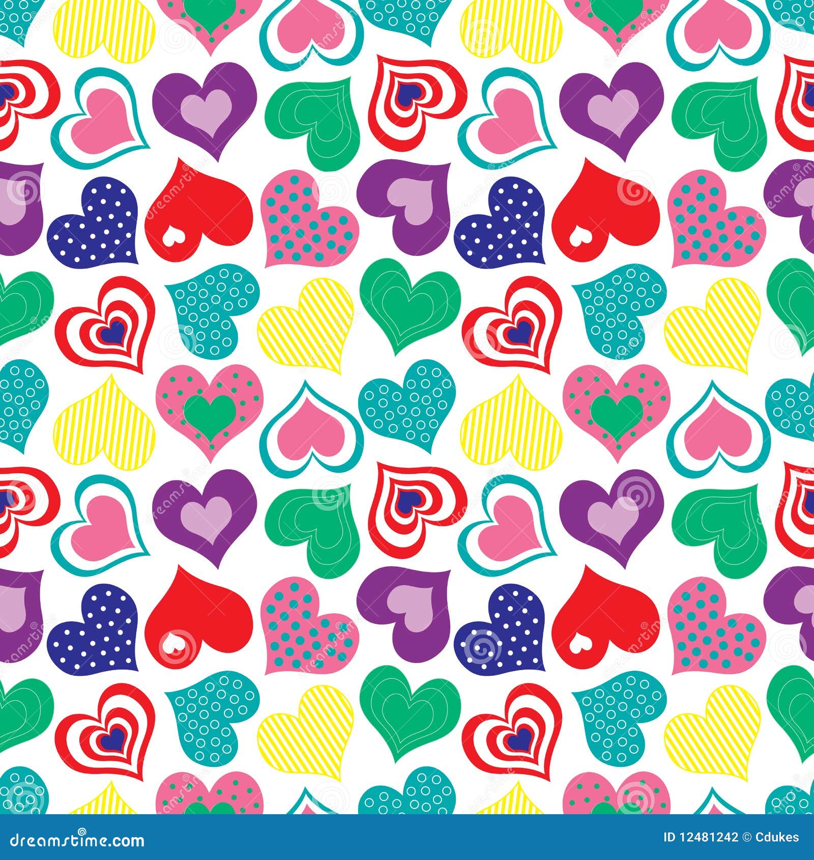 Colorful Hearts Pattern stock vector. Illustration of pattern - 12481242