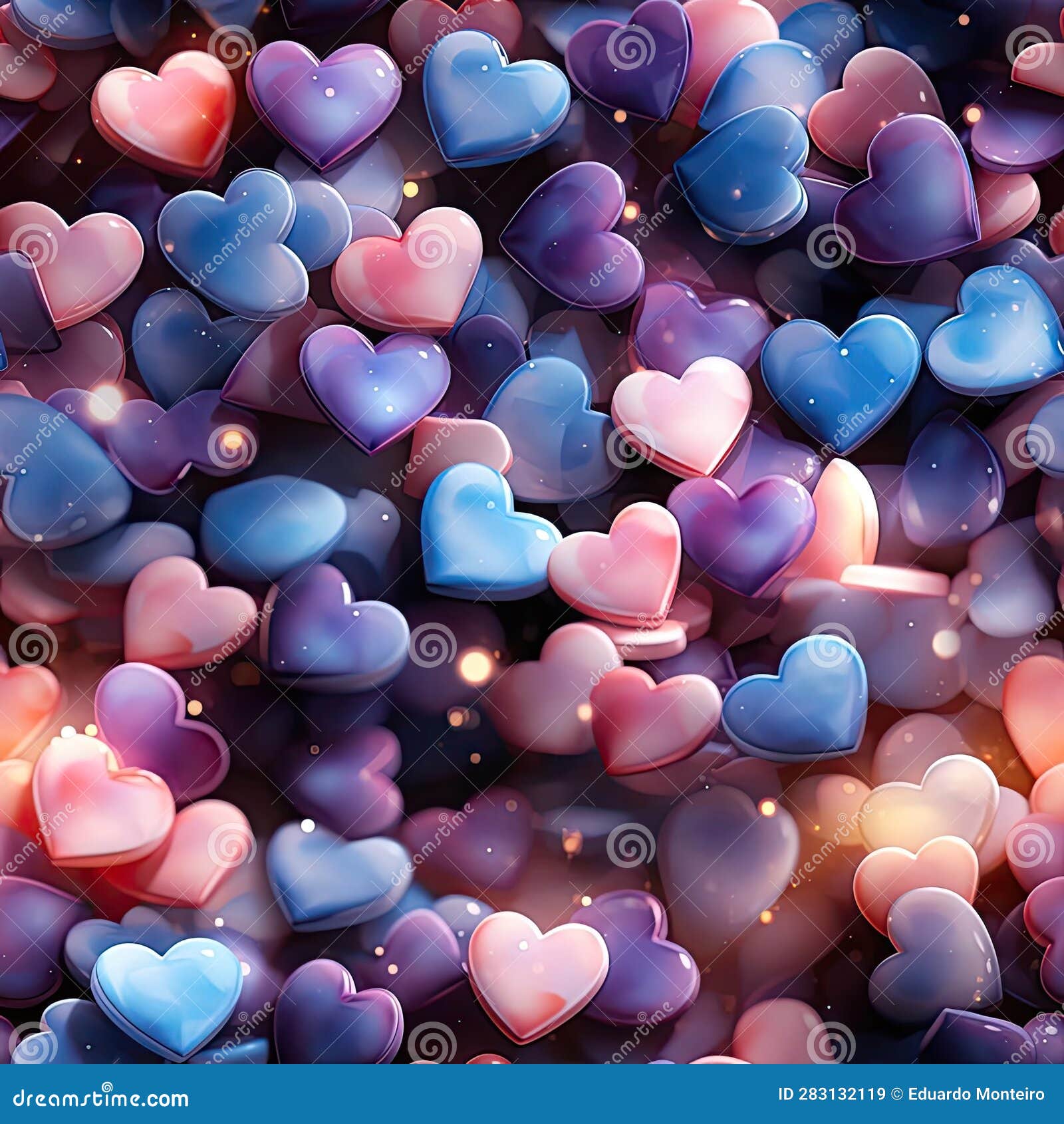 Colorful Hearts with Realistic Lighting Effects (tiled Stock ...