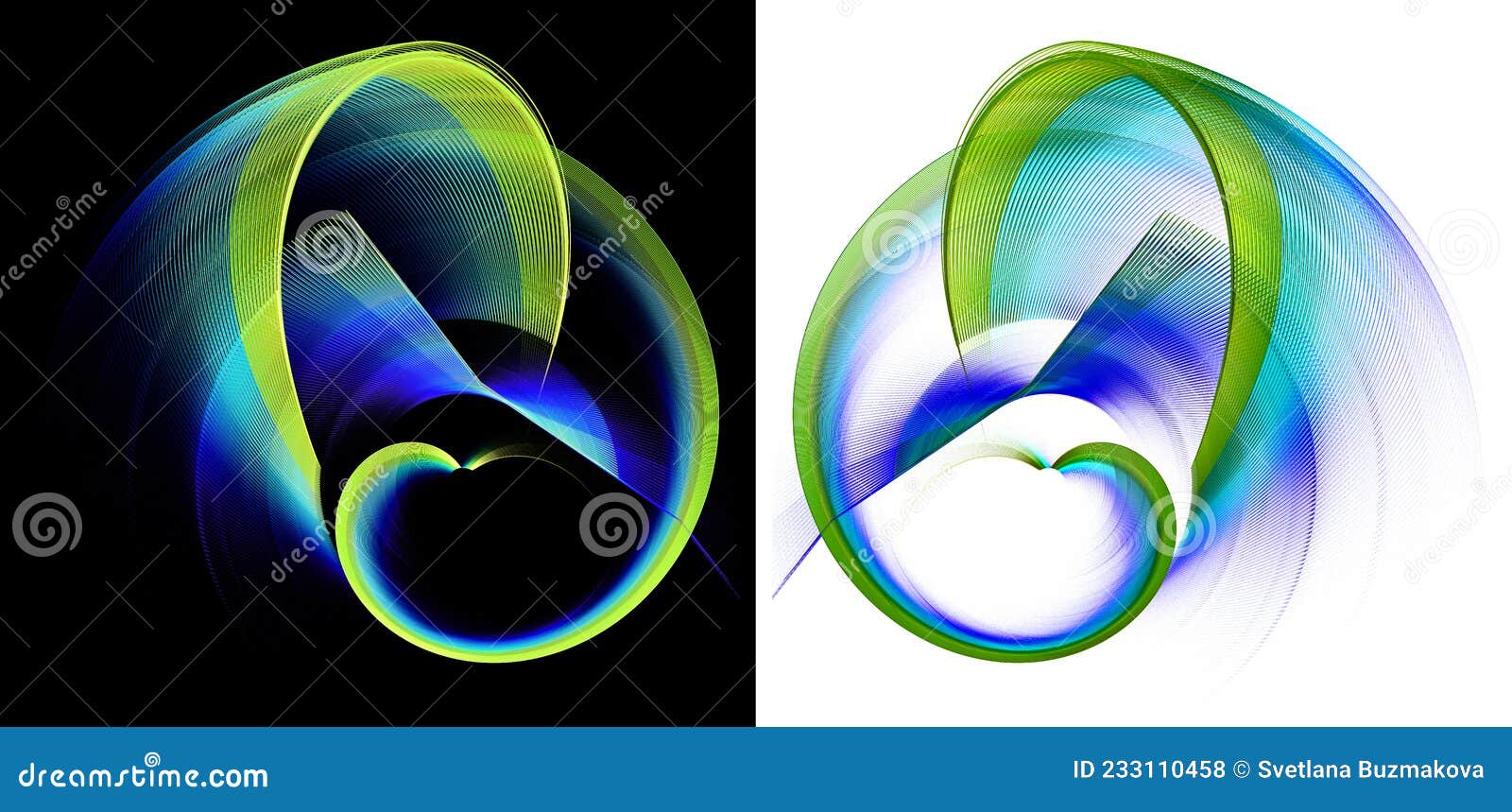 Colorful Hearts are Surrounded by Curved, Striped, Transparent Elements ...