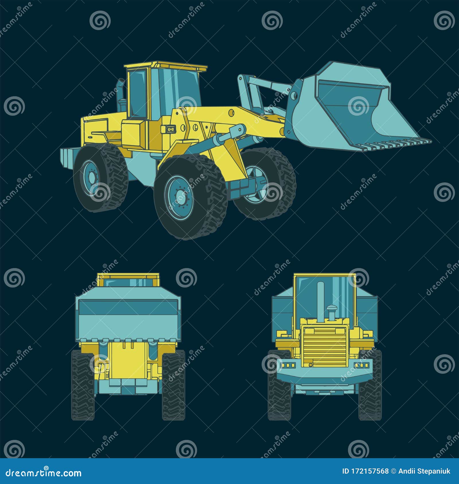 Colorful Heavy Loader Blueprints Stock Vector - Illustration of ...