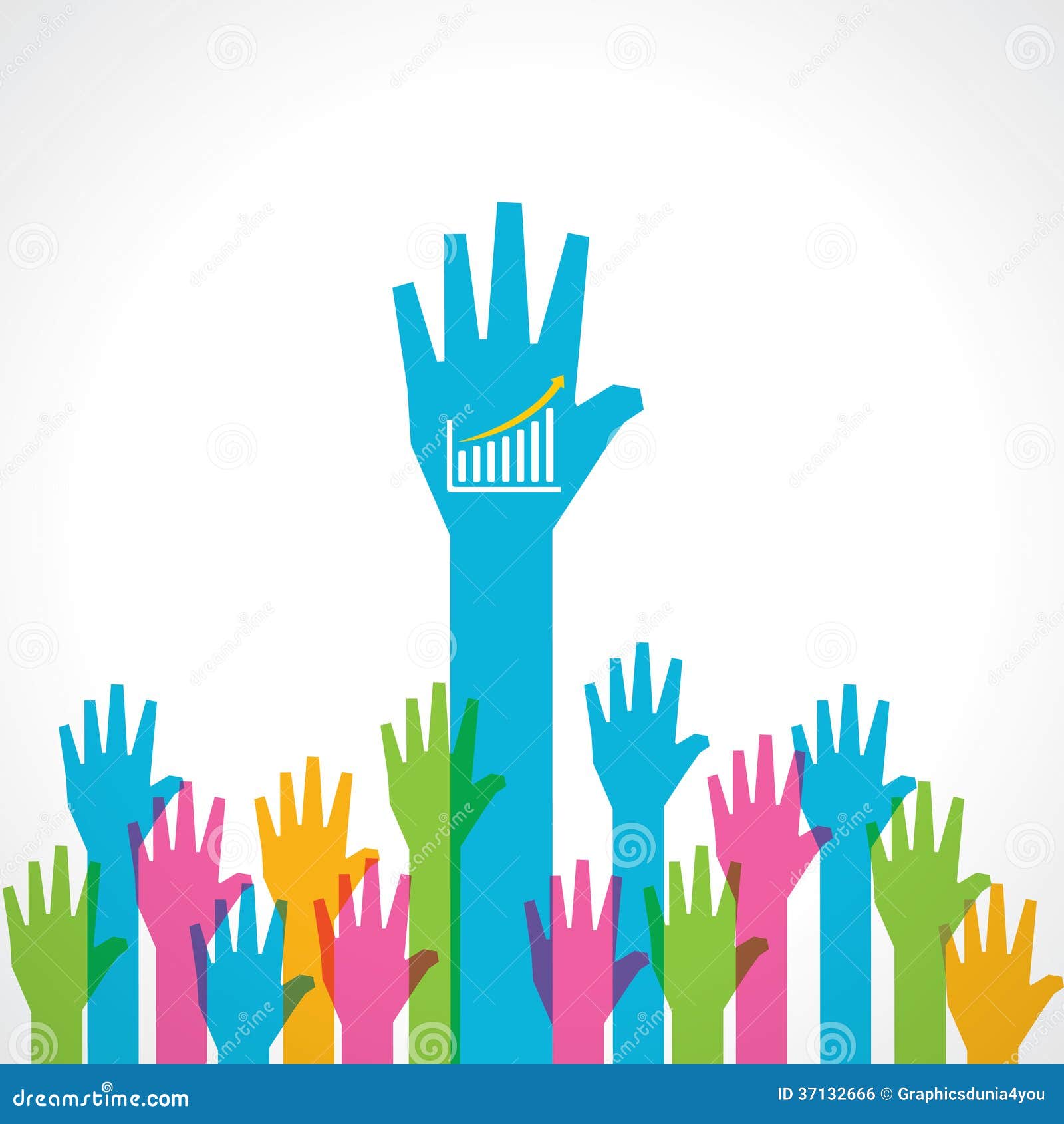 Colorful Helping Hand with Business Graph Stock Vector - Illustration ...