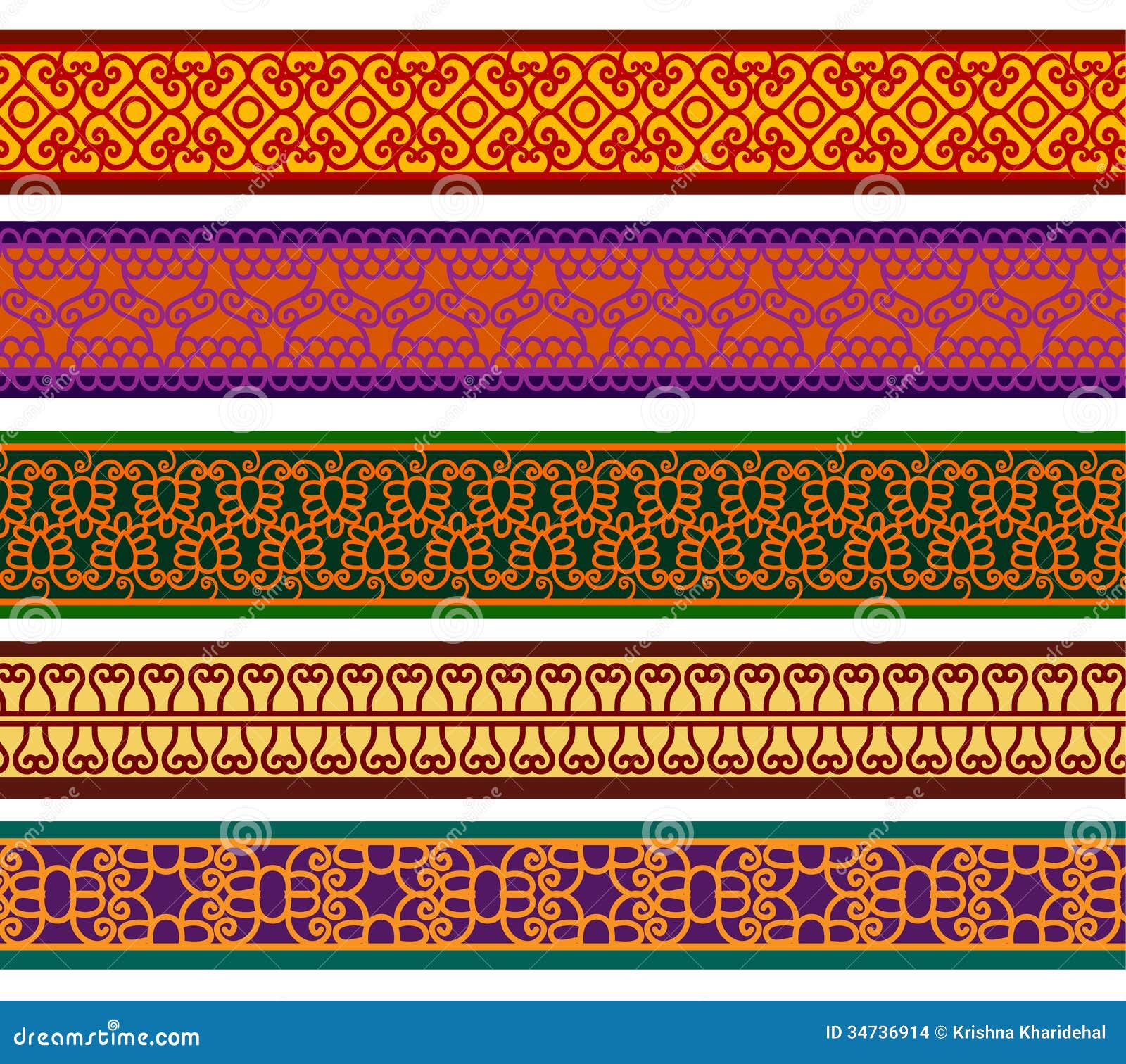 Colorful Henna Borders stock vector. Illustration of holi - 34736914