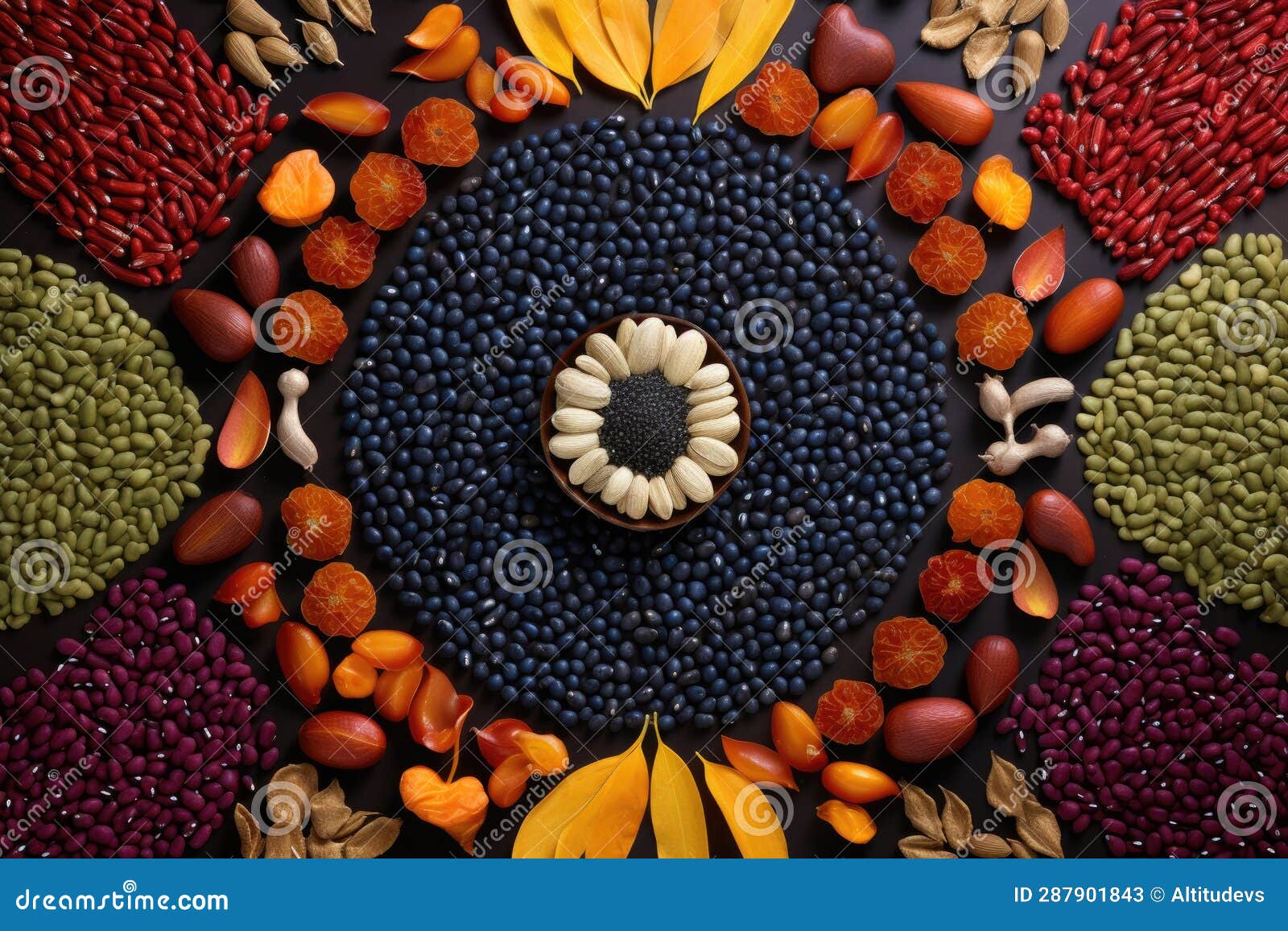 Colorful Heritage Seeds Arranged in a Pattern Stock Illustration ...